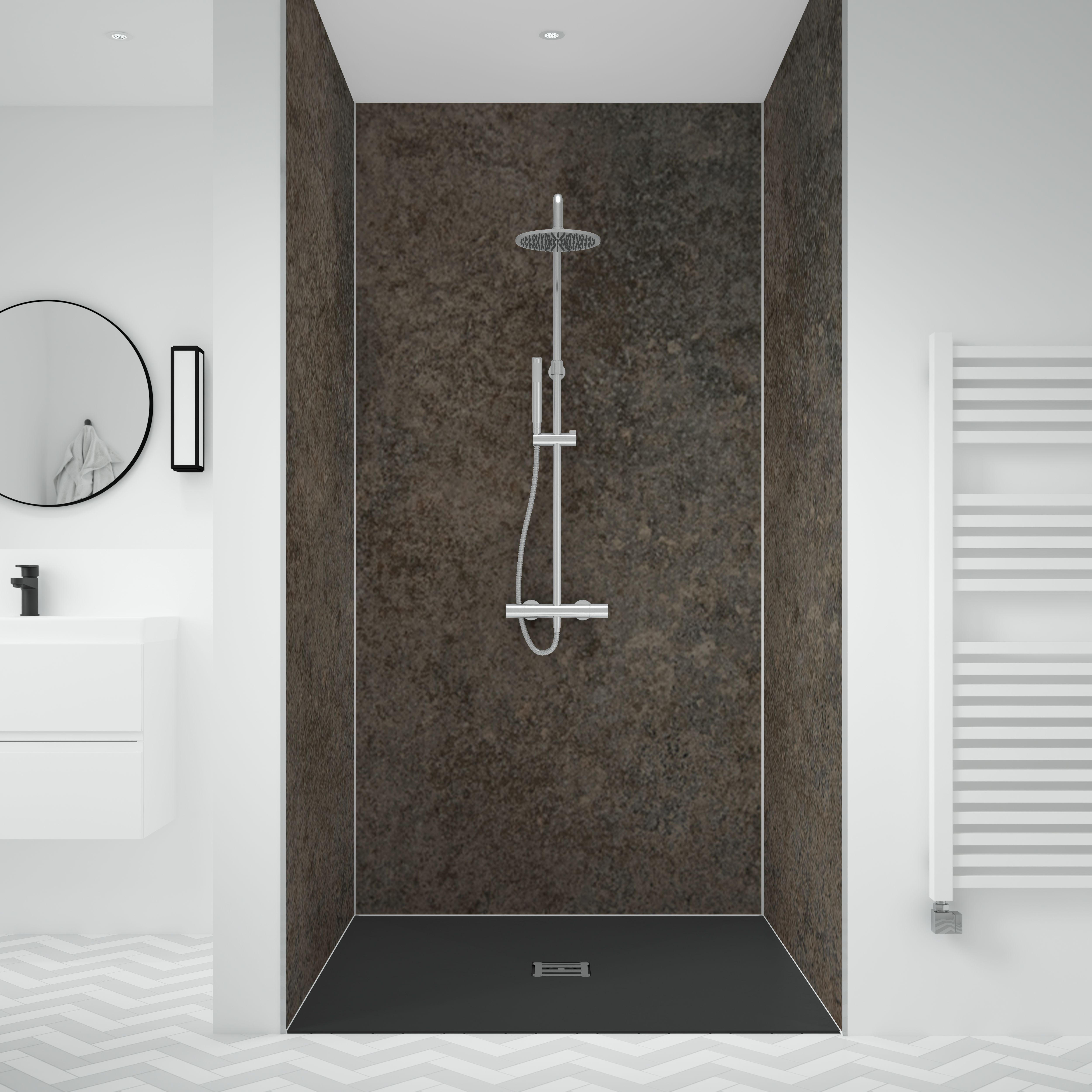 Splashwall 3 panel Laminate Bathroom & wet room Decorative panel kit (L)2420mm (W)1200mm ...