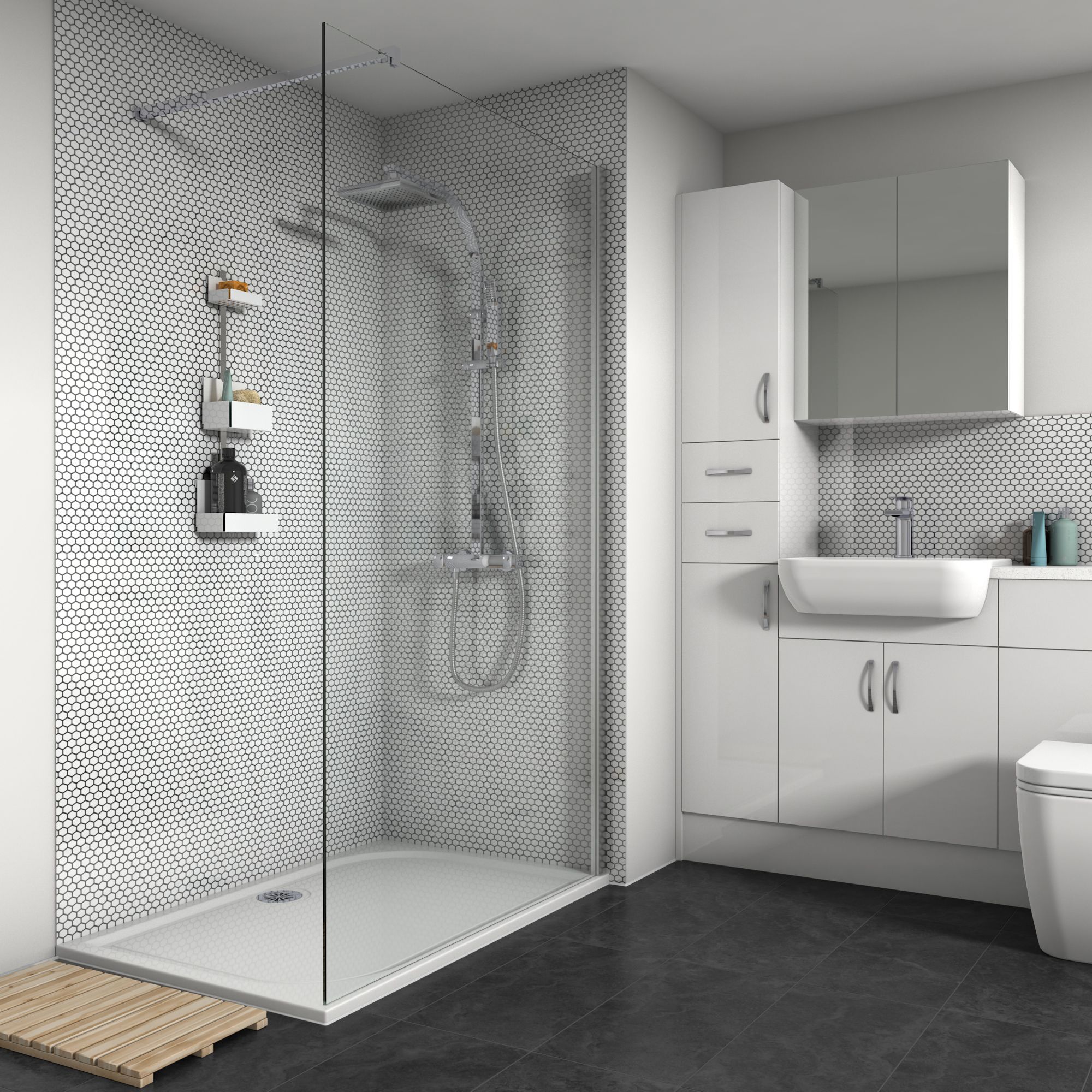 Buy Splashwall Acrylic Panel (H)2420mm (W)1200mm - Gloss Mosaic at B&Q