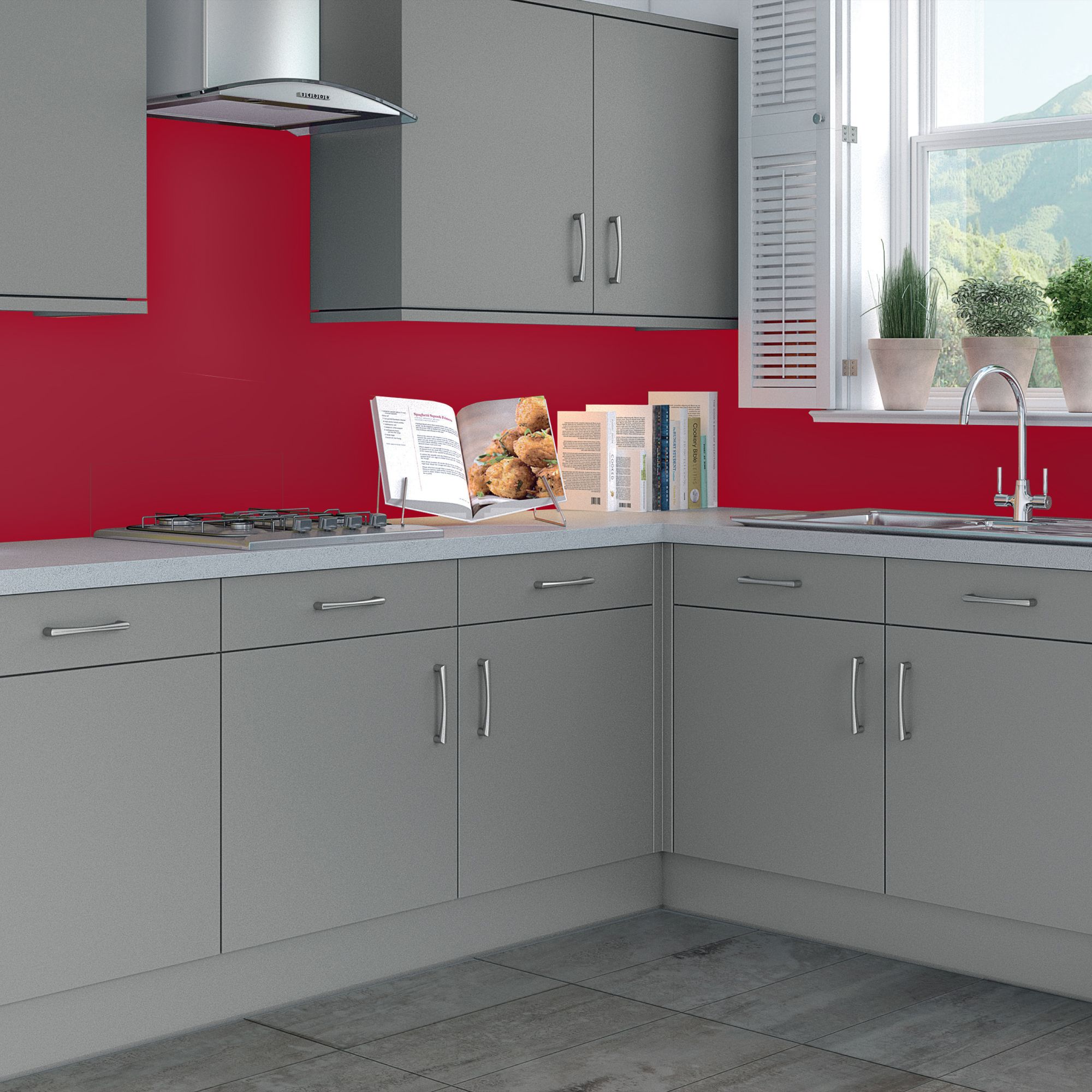 Splashwall Acrylic Panel (H)2440mm (W)600mm - Matt Rose