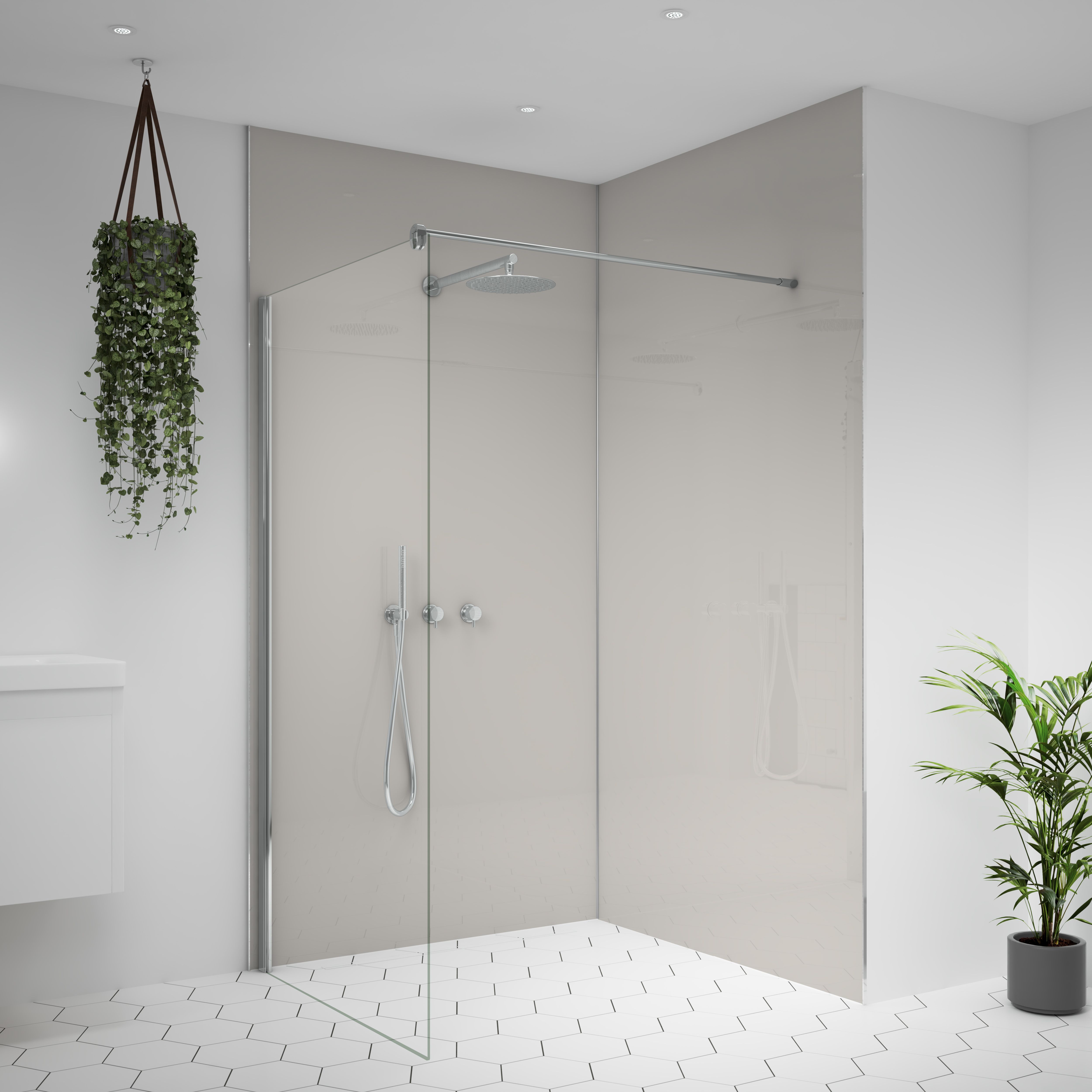 Splashwall Alloy 2 panel Aluminium Double-sided Bathroom & wet room Decorative panel kit (L ...