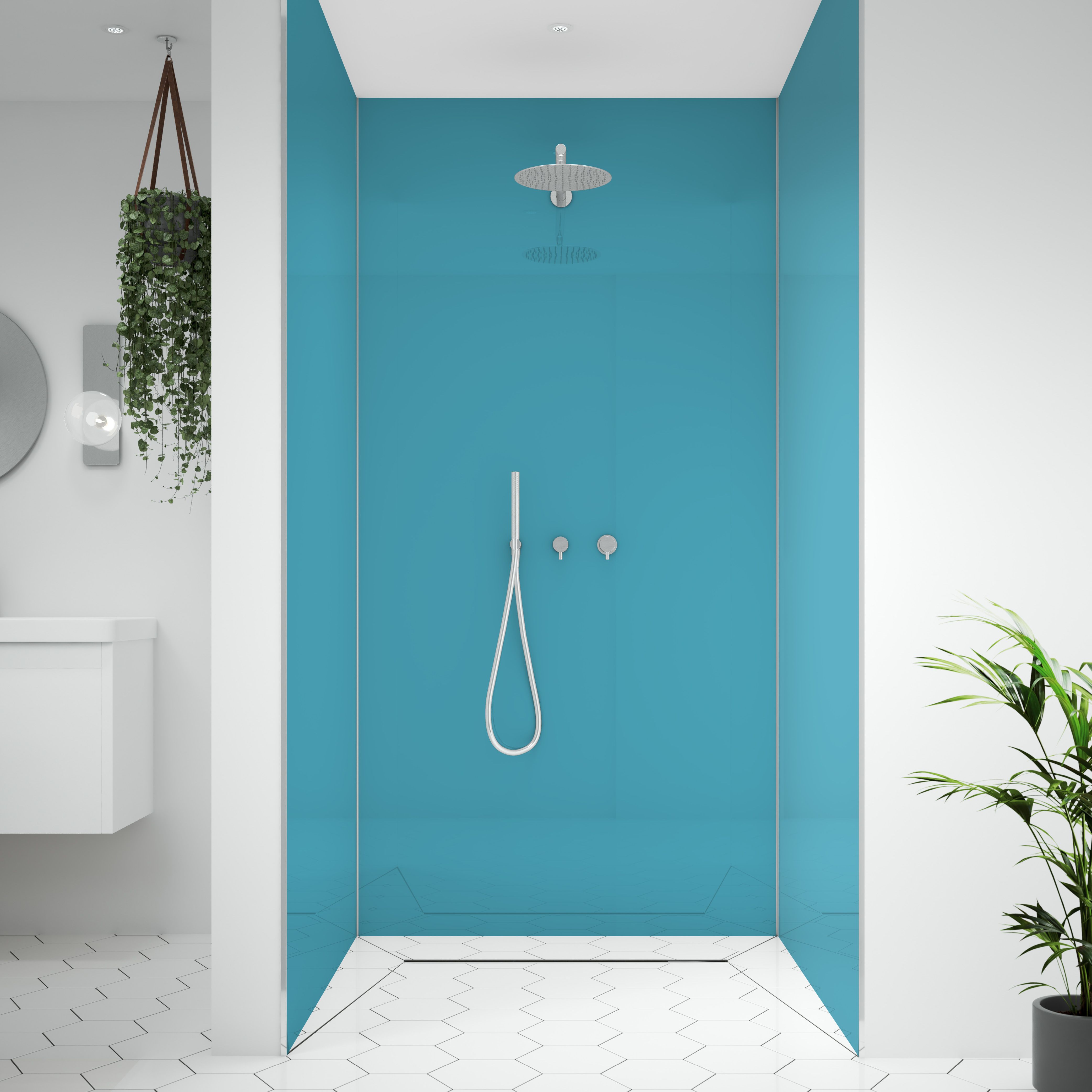 Splashwall Alloy 3 panel Aluminium Double-sided Bathroom & wet room Decorative panel kit (L ...