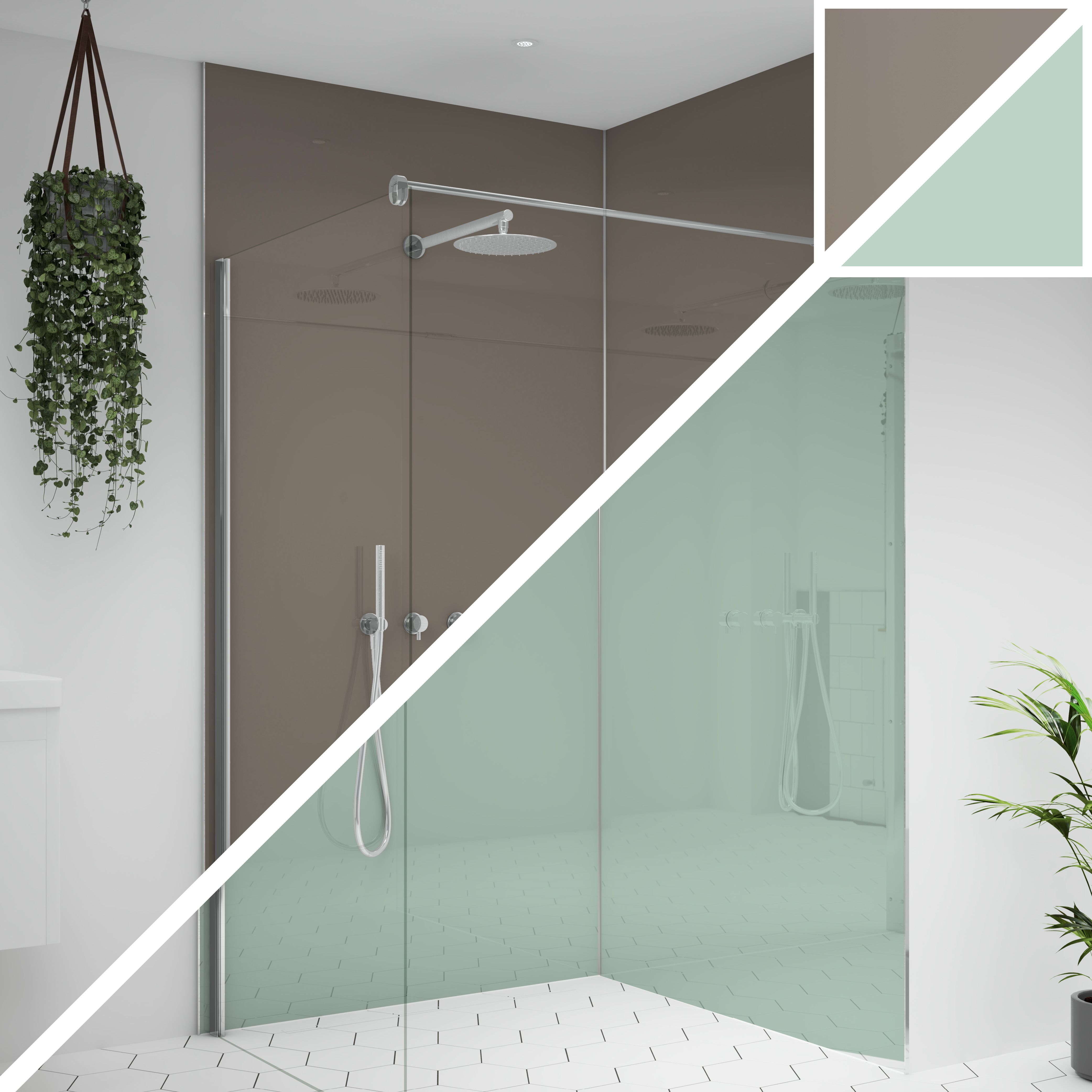 Splashwall Alloy Gloss Terra grey & sea breeze green Double-sided Aluminium Bathroom & wet room ...