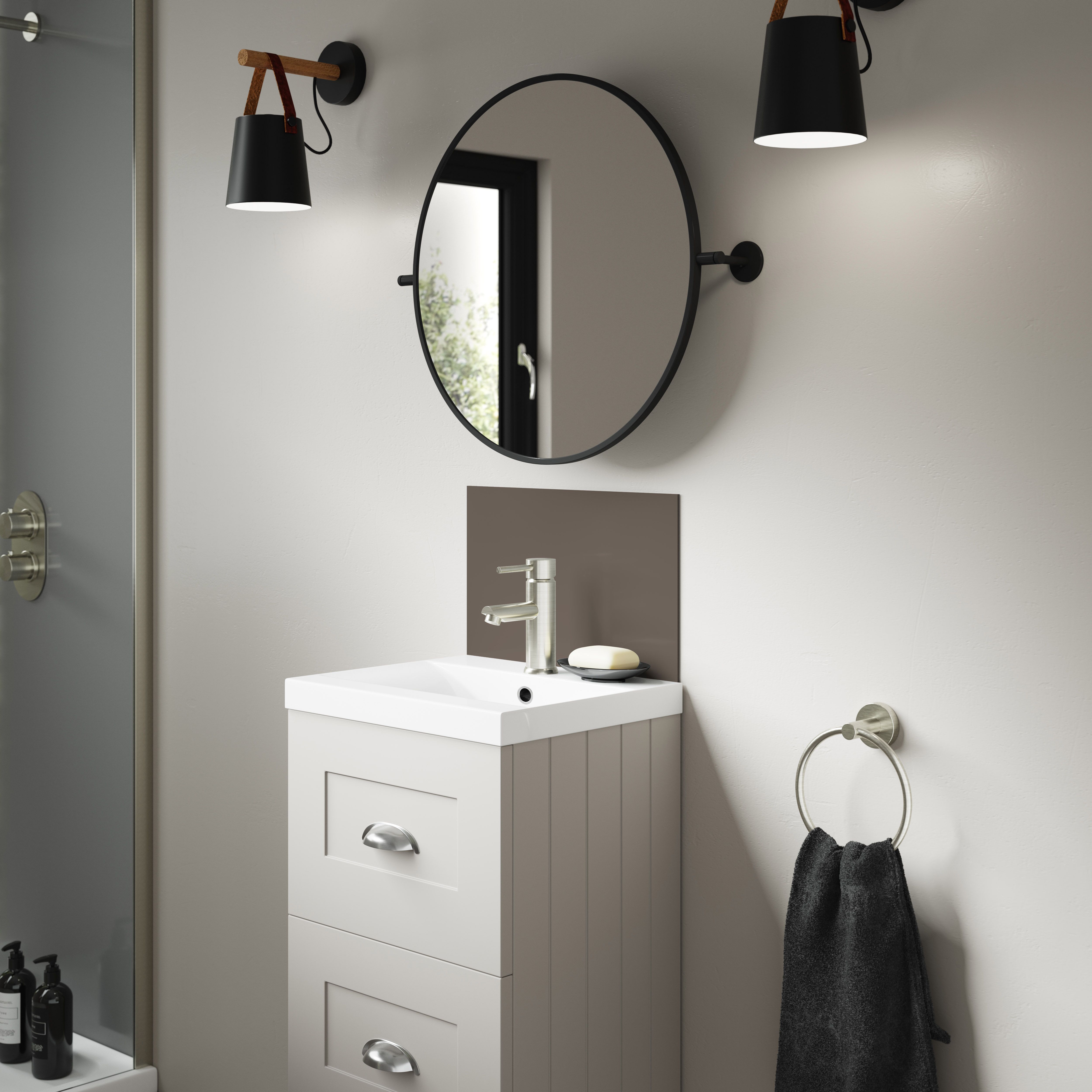 Splashwall Alloy Gloss Terra grey & sea breeze green Double-sided Glass effect Laminate Adhesive ...