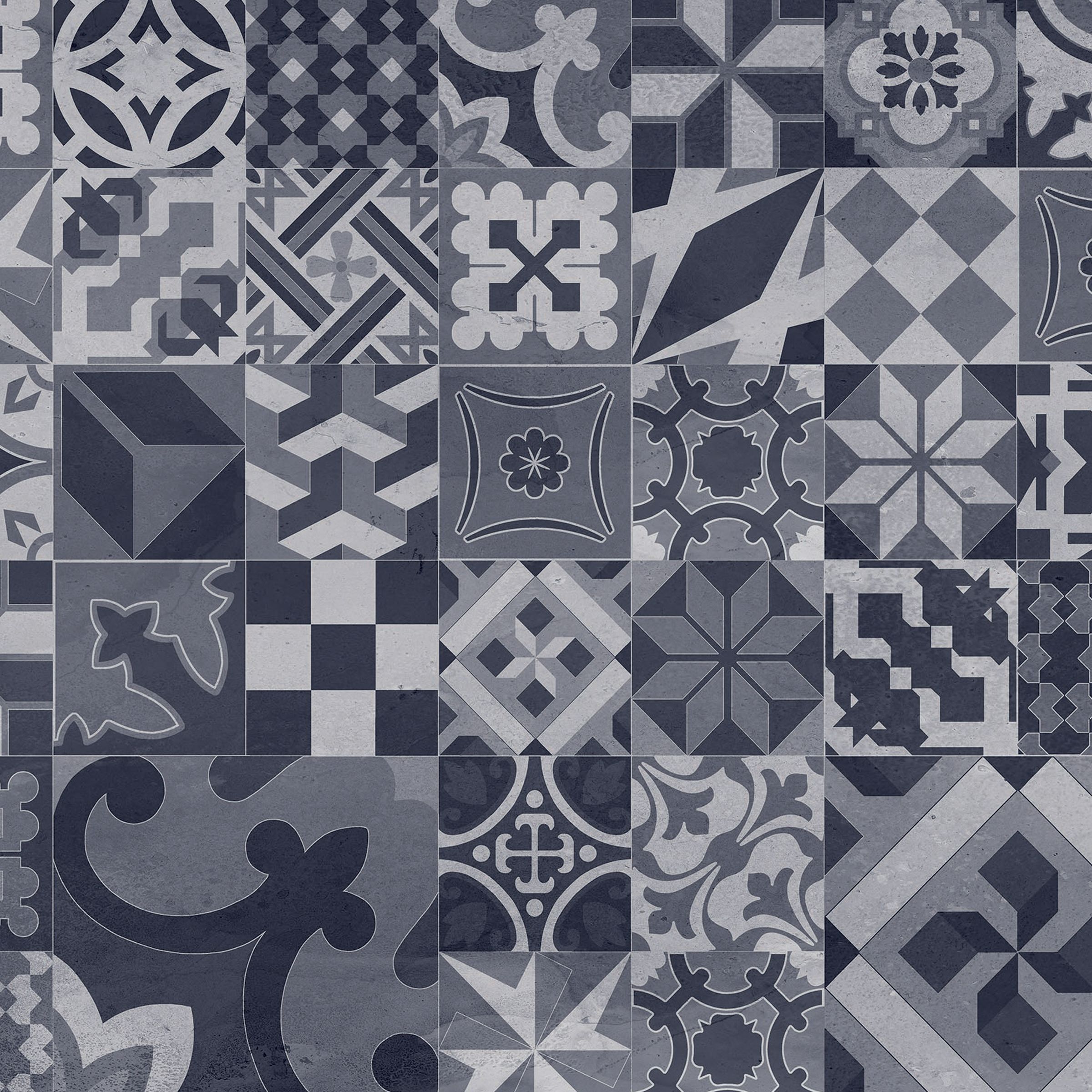 Splashwall Alloy Grey Classic pattern Mosaic Aluminium Splashback, (H ...