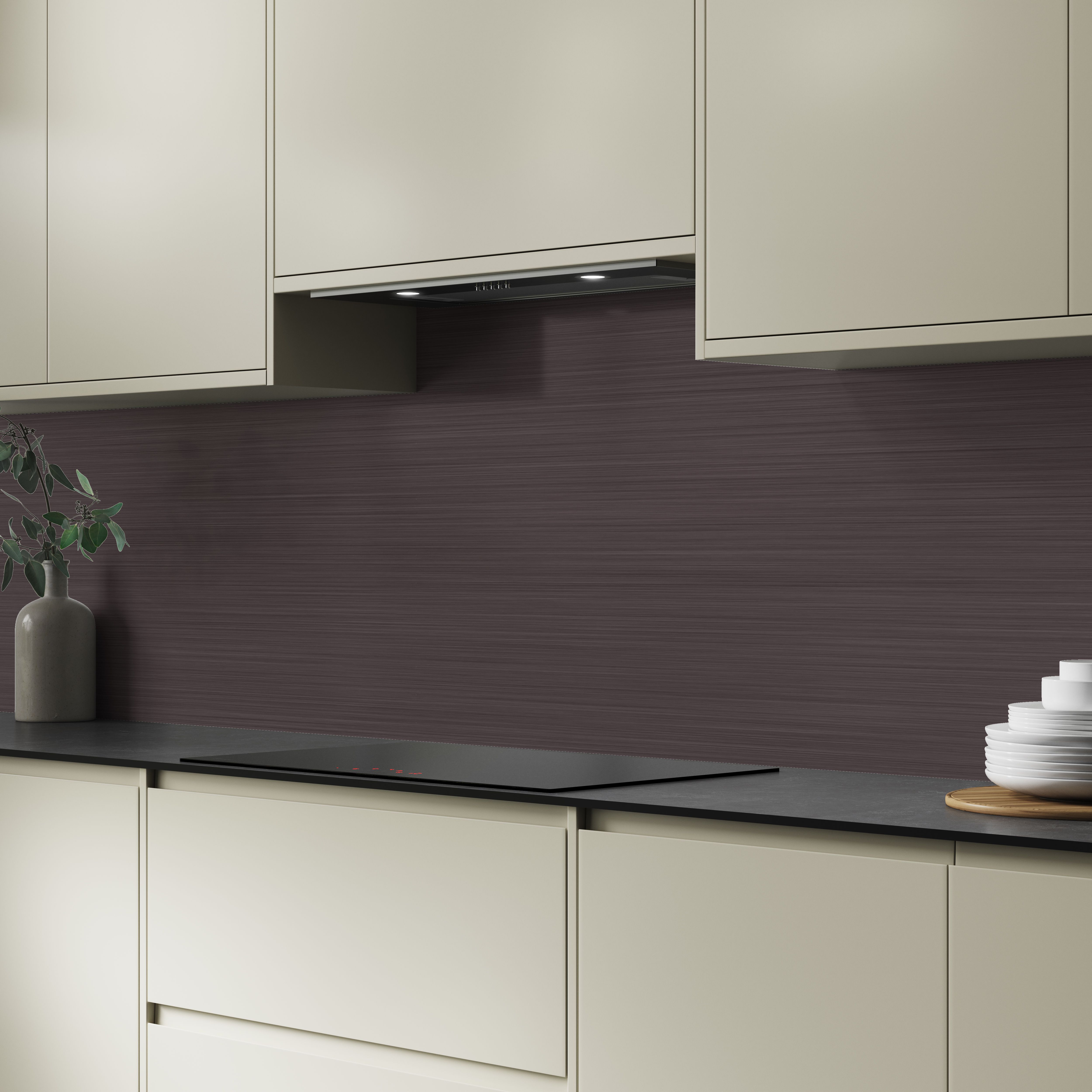Splashwall Brown & Black Metallic Brushed effect Aluminium Splashback, (H)750mm (W)2440mm (T)4mm