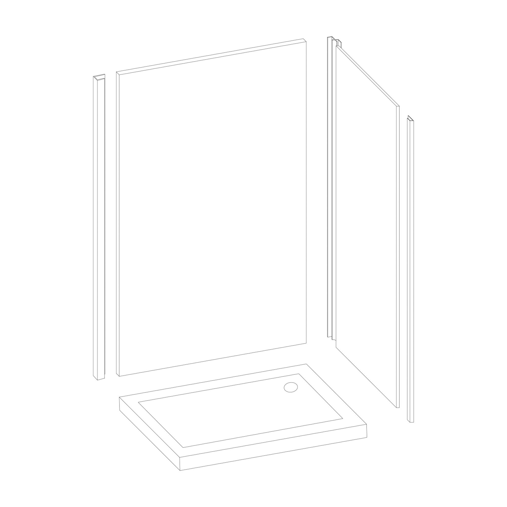 Splashwall Cream Tile effect 2 panel Composite Panel kit (L)1200mm (W)2420mm