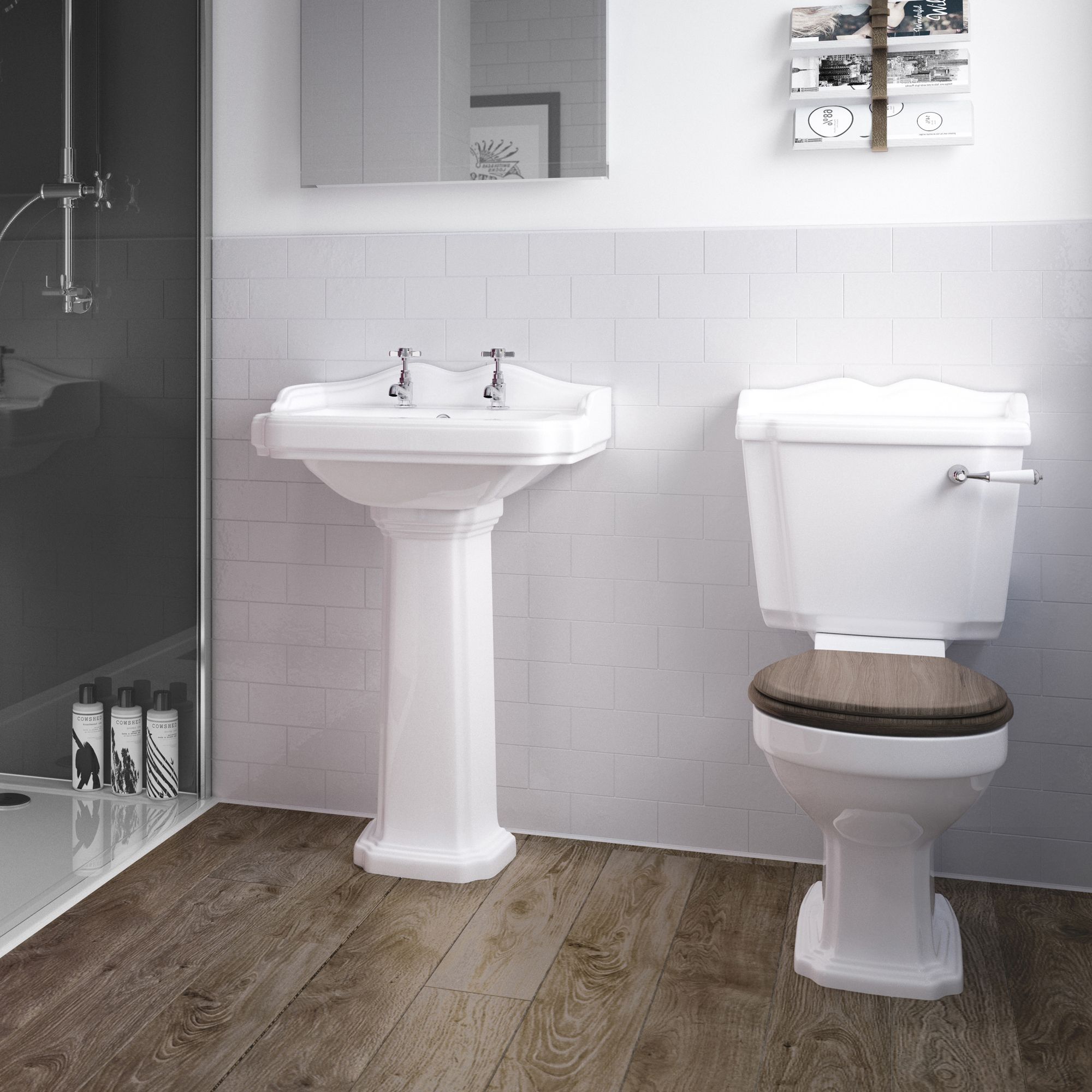 Splashwall Cream Tile effect 3 panel Composite Panel kit (L)1200mm (W)2420mm