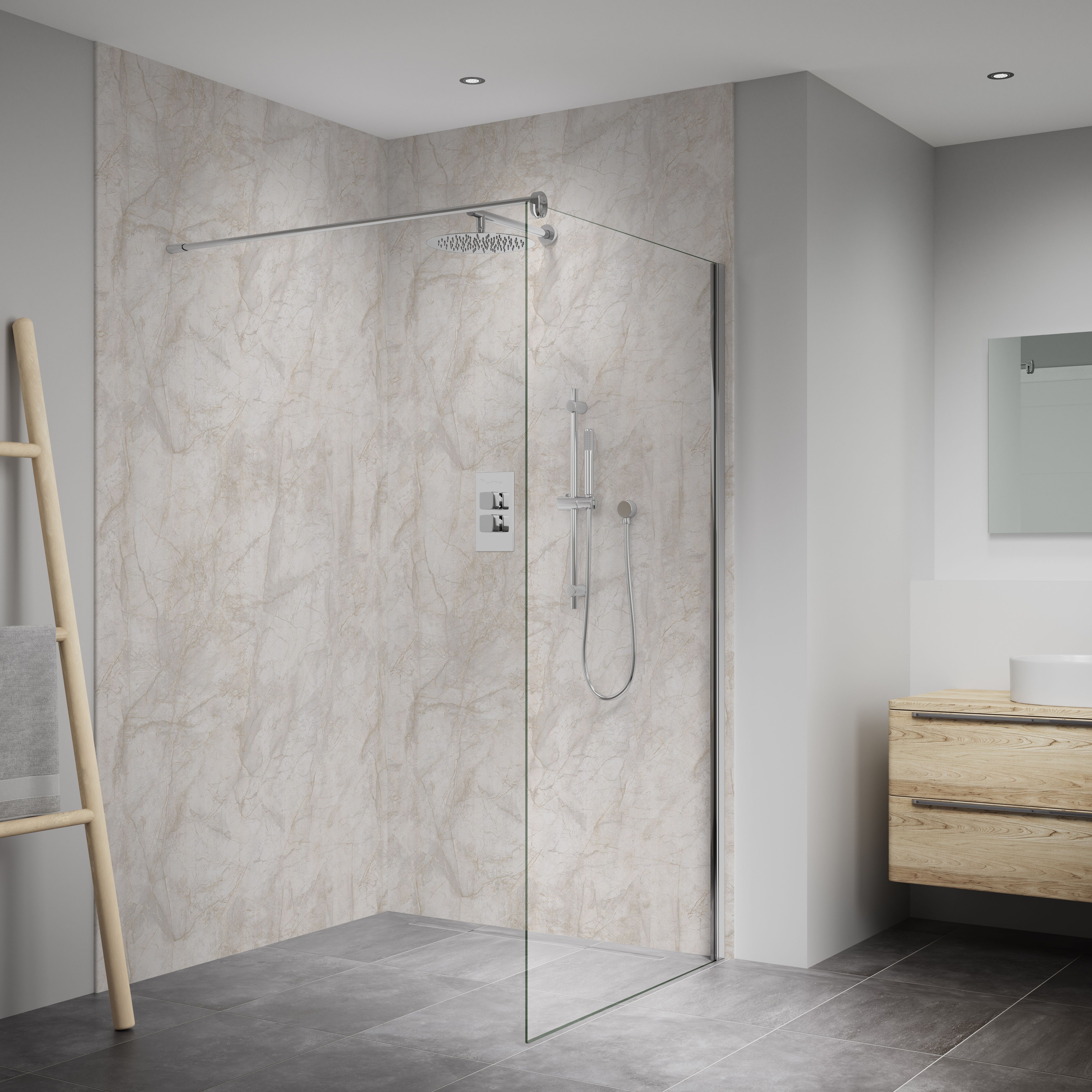 Splashwall Elite 2 panel Composite Wall panel kit (L)2420mm (W)1200mm - Warm tan Marble effect