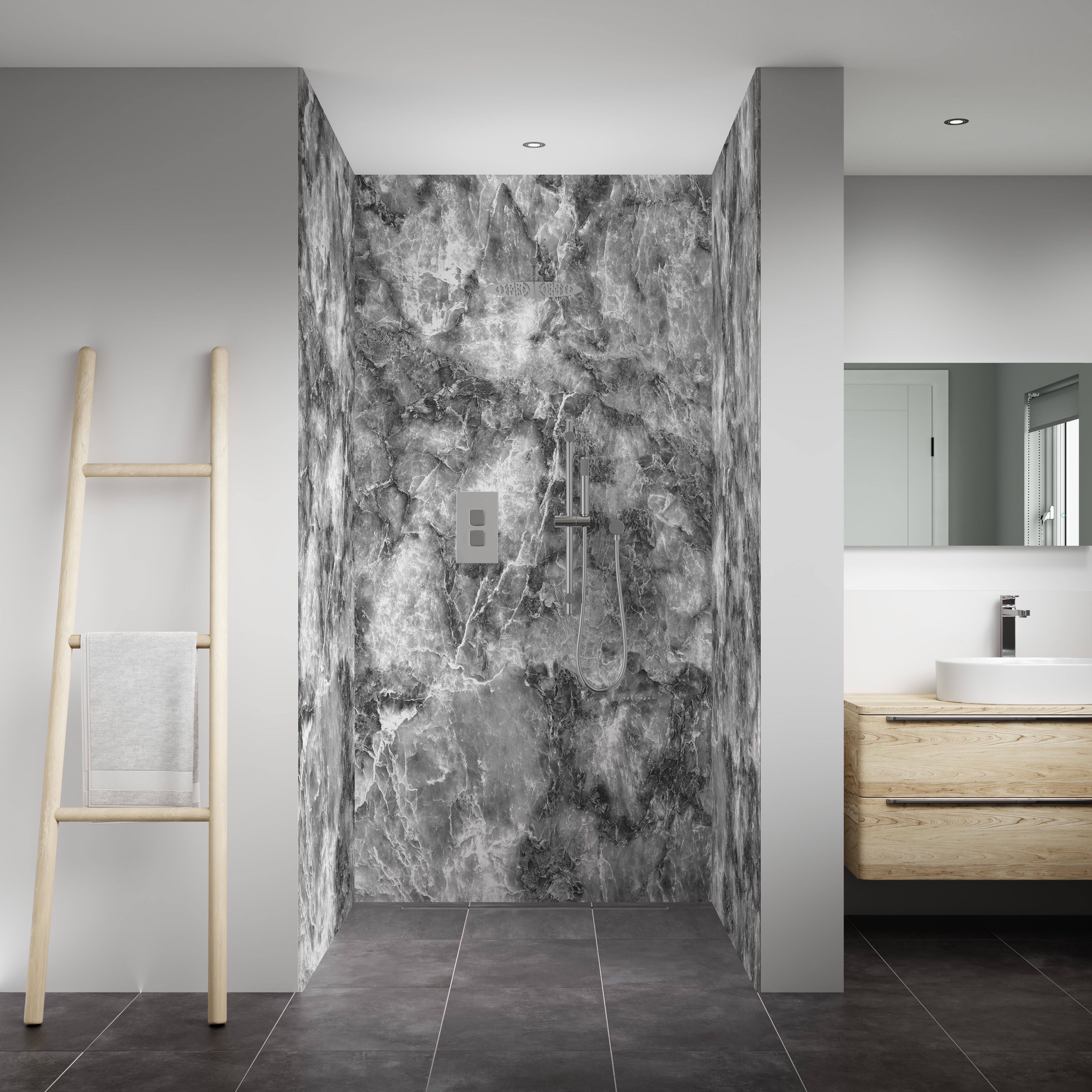 Splashwall Elite 3 panel Composite Bathroom & wet room Decorative panel kit (L)2420mm (W)1200mm ...