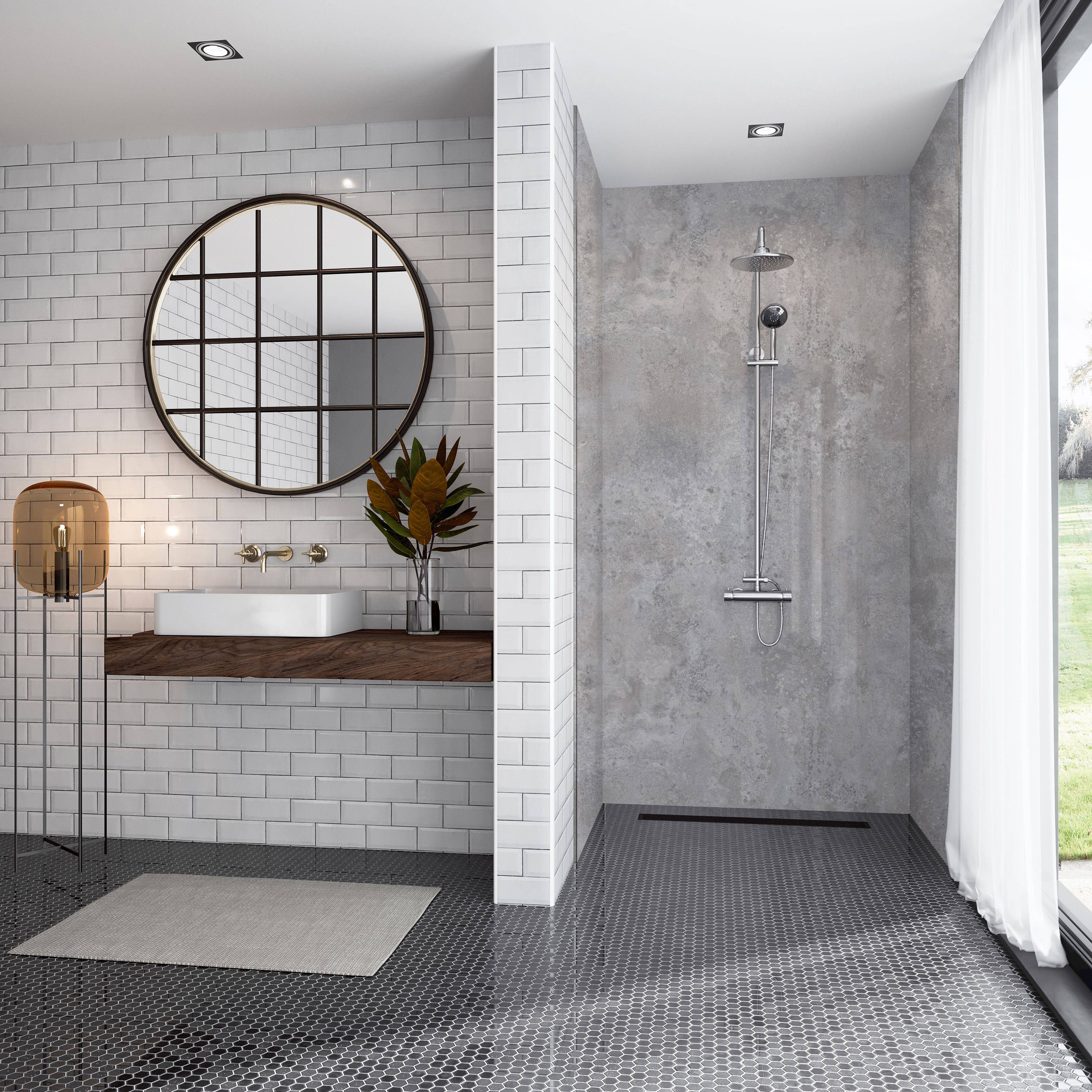 Splashwall Elite Matt Caldeira Post-formed 3 sided Shower Wall panel kit (L)2420mm (W)1200mm (T ...