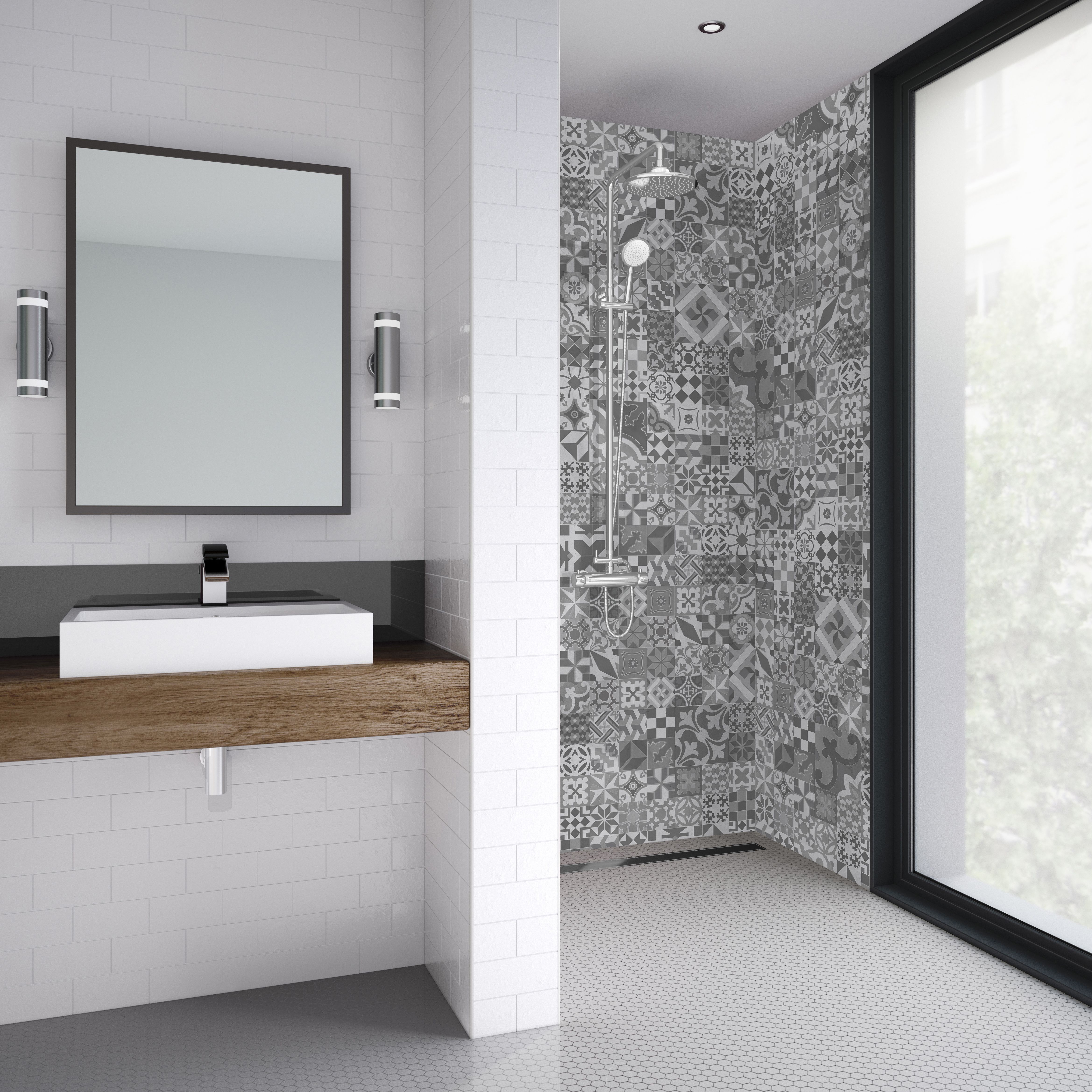 Splashwall Elite MDF & vinyl Tongue & groove Panel (H)2420mm (W)600mm - Matt Abruzzo