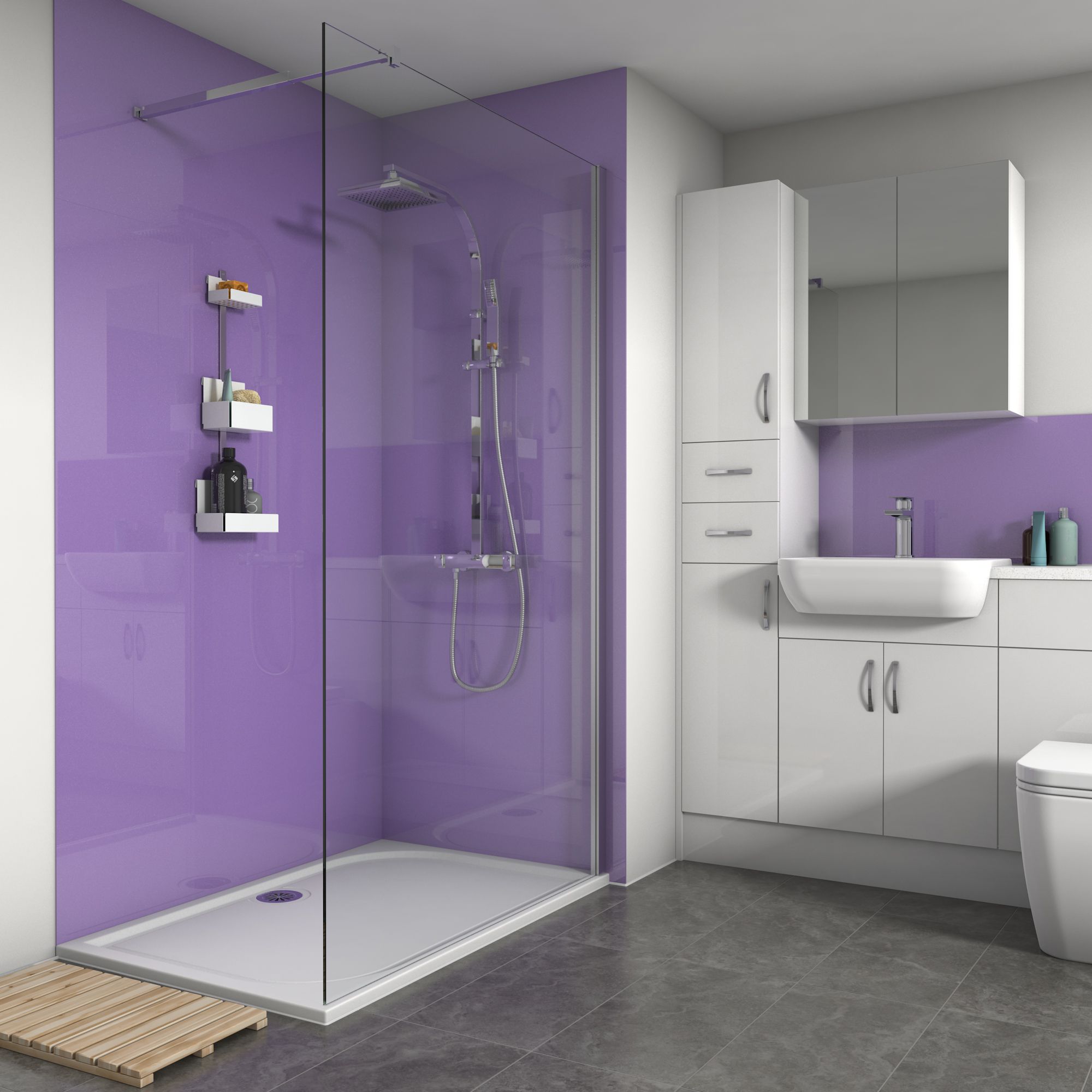 Splashwall Gloss Metallic purple Acrylic Panel (H)2420mm (W)600mm