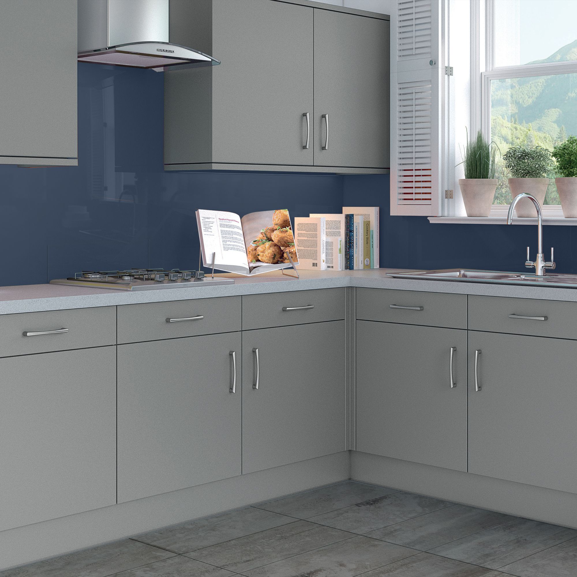 Splashwall Gloss Royal blue Acrylic Panel (H)2440mm (W)1200mm | DIY at B&Q