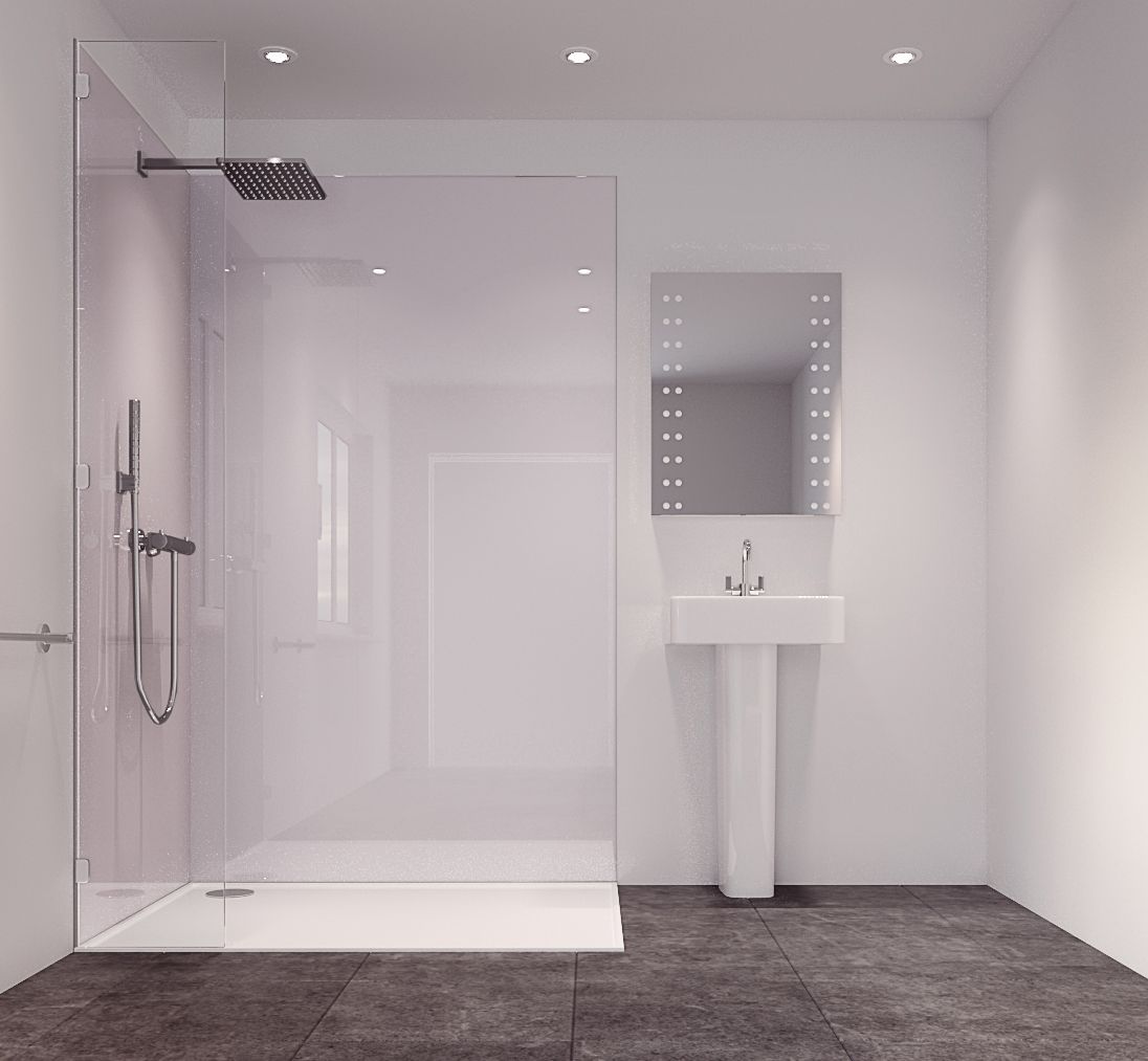 Splashwall Impressions Laminate Panel (H)2420mm (W)585mm - White