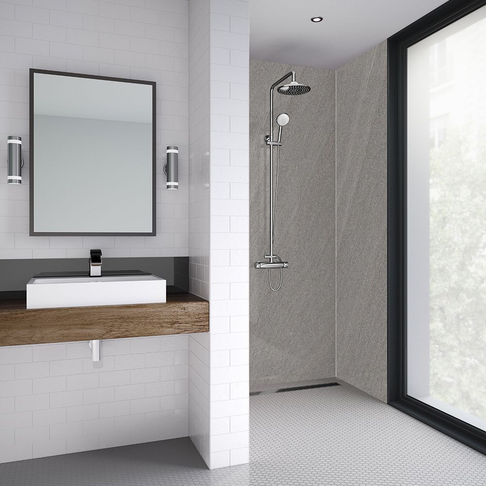 Splashwall Impressions Matt Volcanic dust Panel (H)2420mm (W)1200mm (T ...