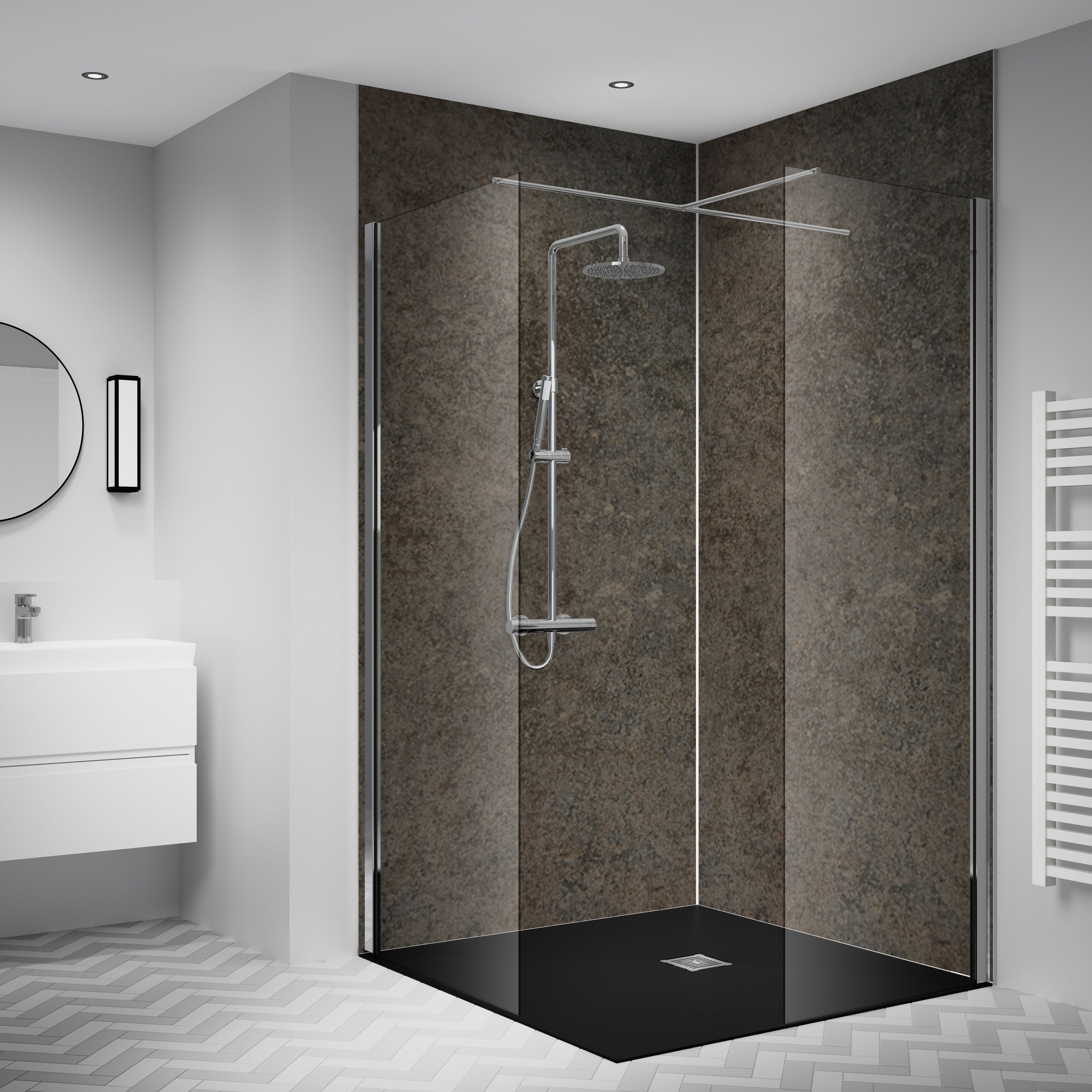 Splashwall Laminate Tongue & groove Bathroom & wet room Decorative panel (H)2420mm (W)1200mm ...