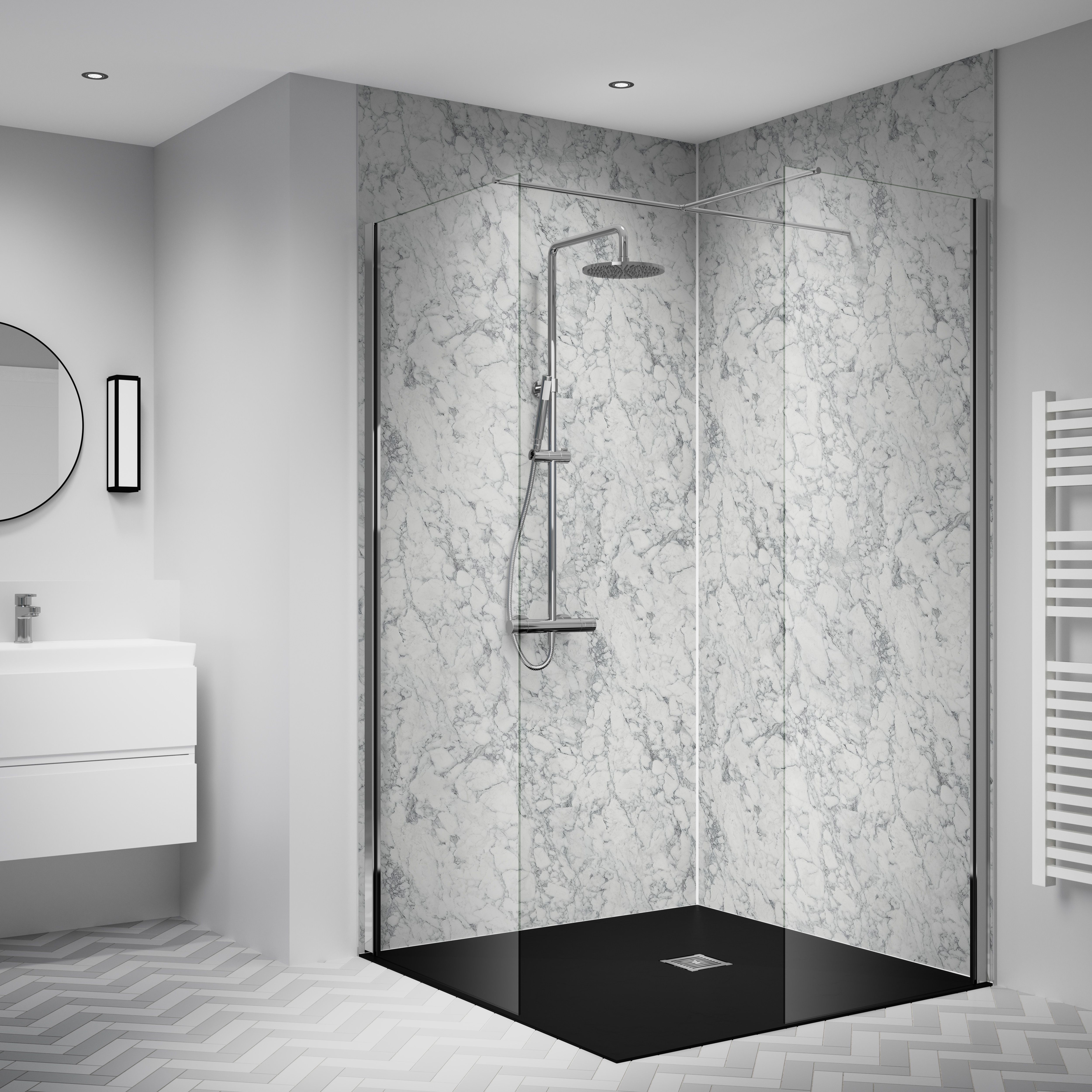 Splashwall Laminate Tongue & groove Bathroom & wet room Decorative panel (H)2420mm (W)1200mm ...