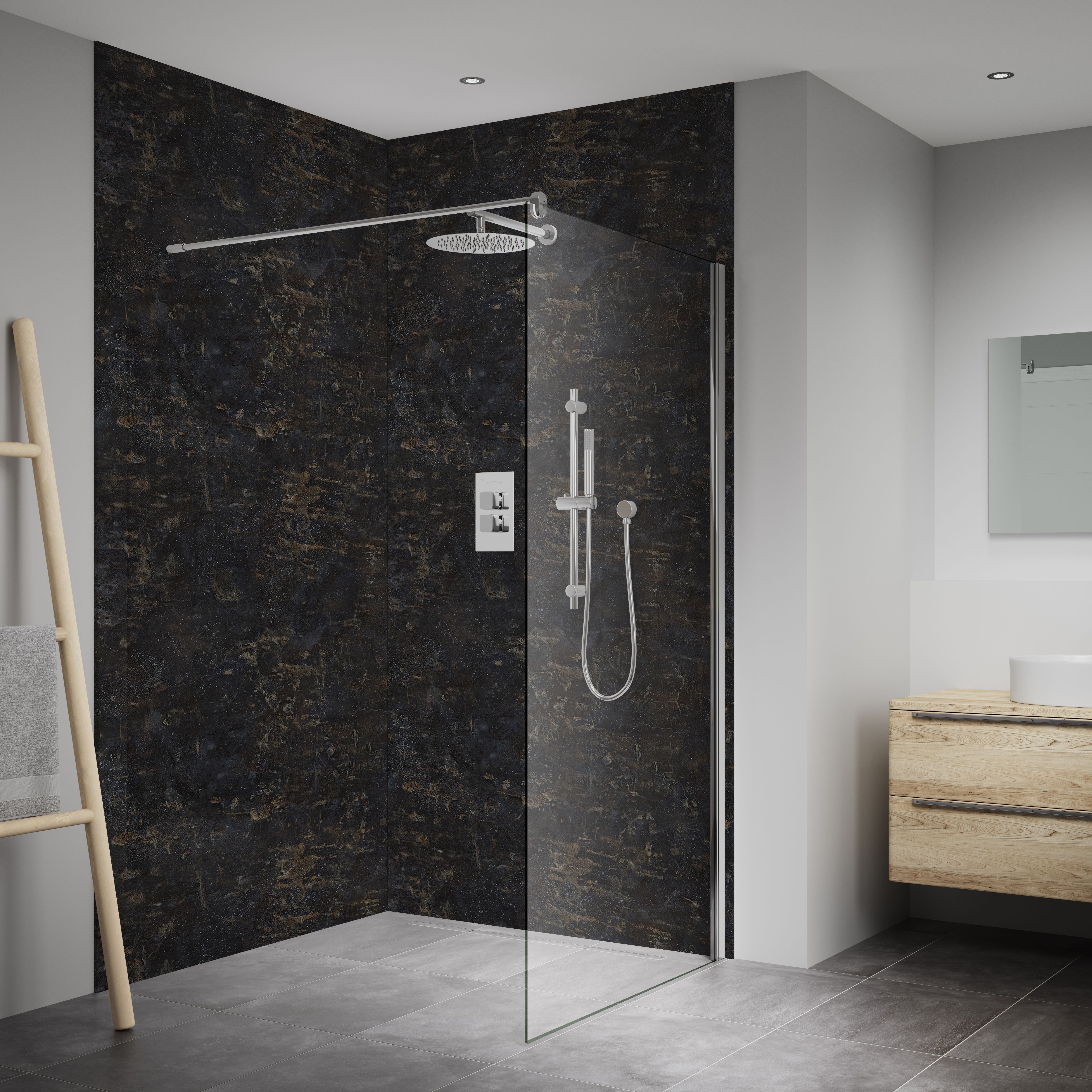 Splashwall Laminate Tongue & groove Bathroom & wet room Decorative panel (H)2420mm (W)600mm ...