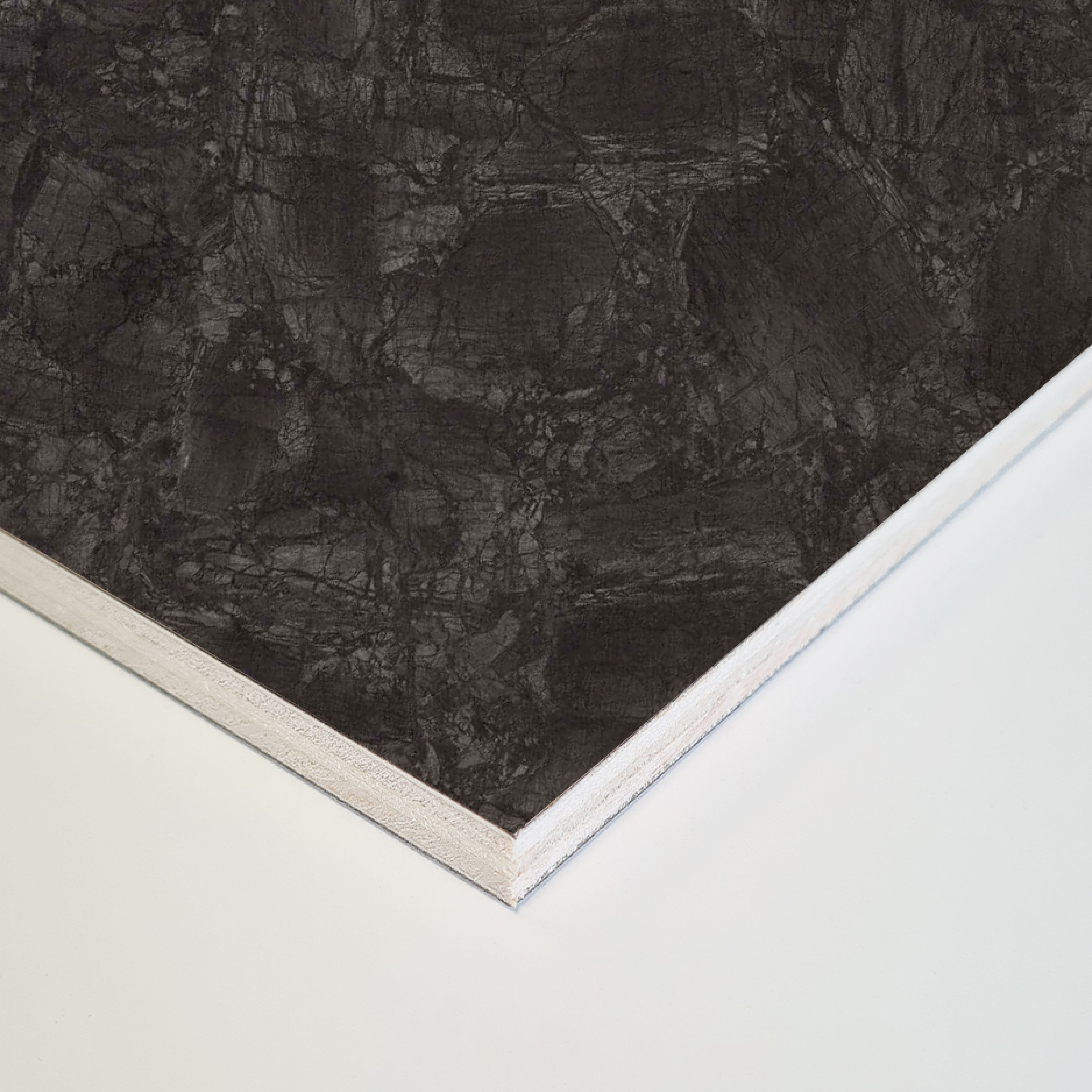 Splashwall Matt Raja Black Stone effect Laminate Tongue & groove Bathroom & wet room Decorative ...