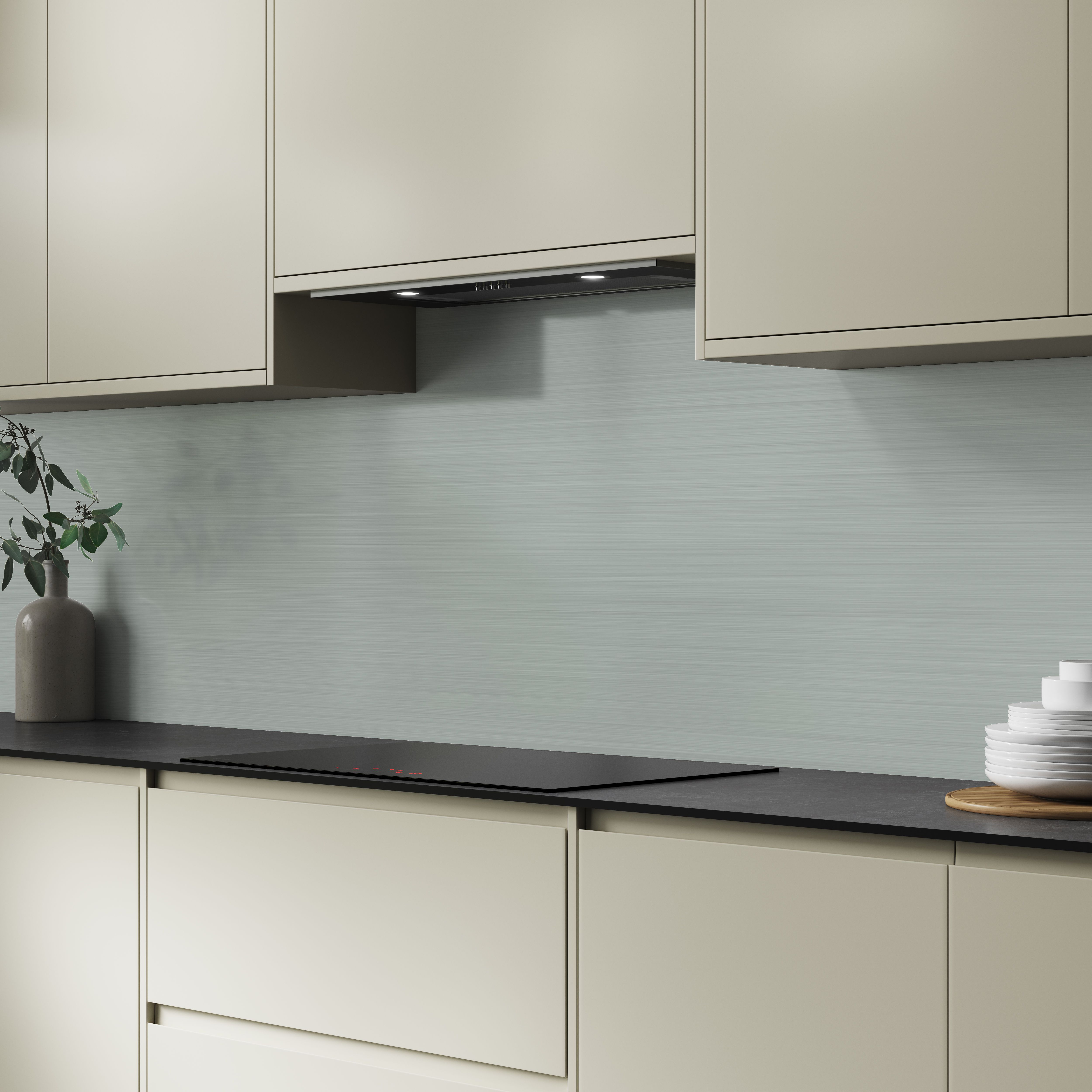 Splashwall Pewter & Silver Metallic Brushed effect Aluminium Splashback ...