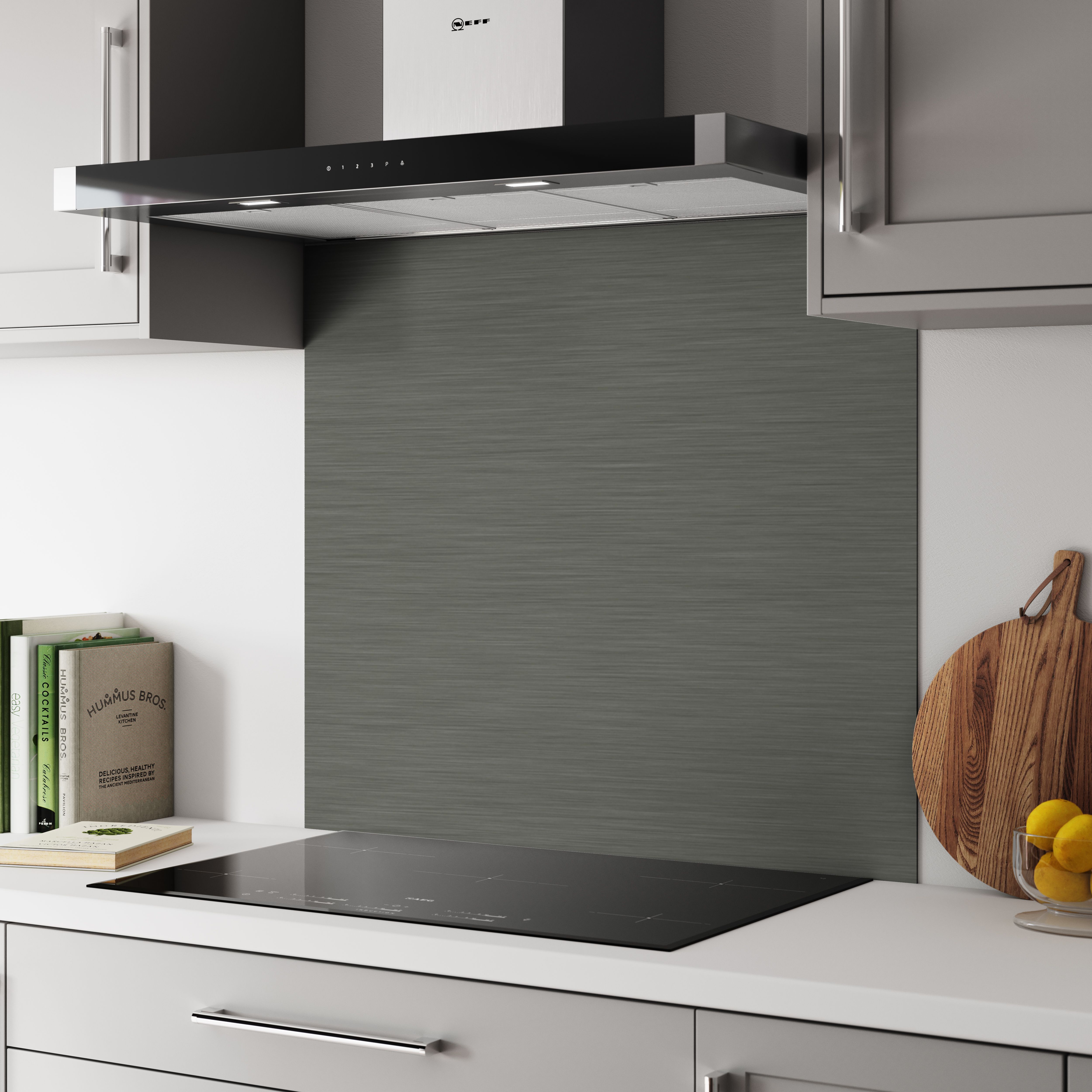 Splashwall Pewter & Silver Metallic Brushed effect Aluminium Splashback ...