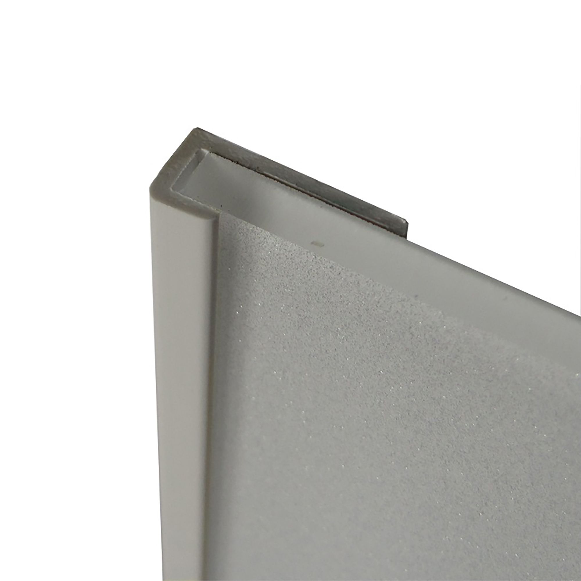 Splashwall White Metallic effect Straight Panel end cap, (L)2440mm (T)4mm | DIY at B&Q