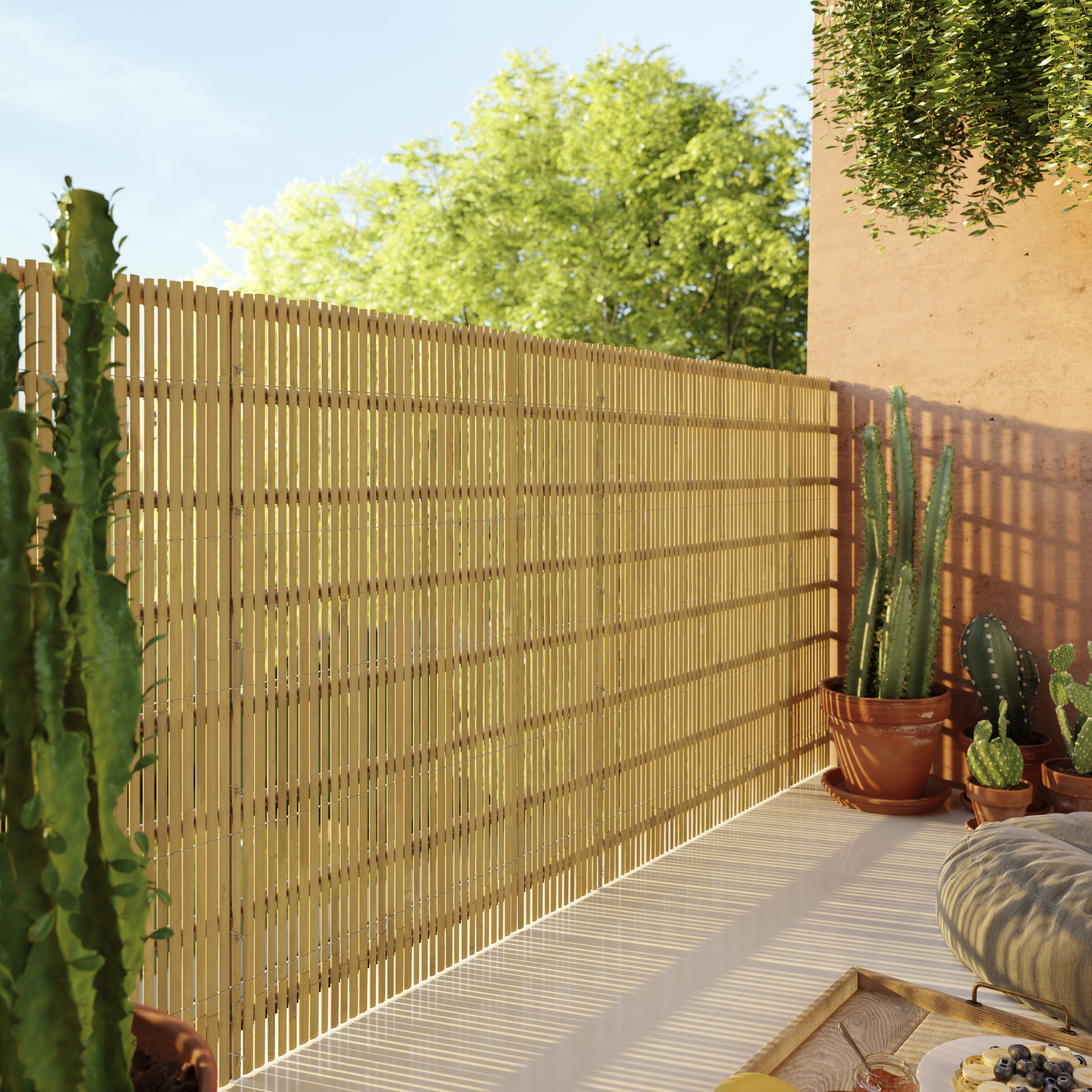 Split Natural Bamboo Garden screen (H)1m (W)3m