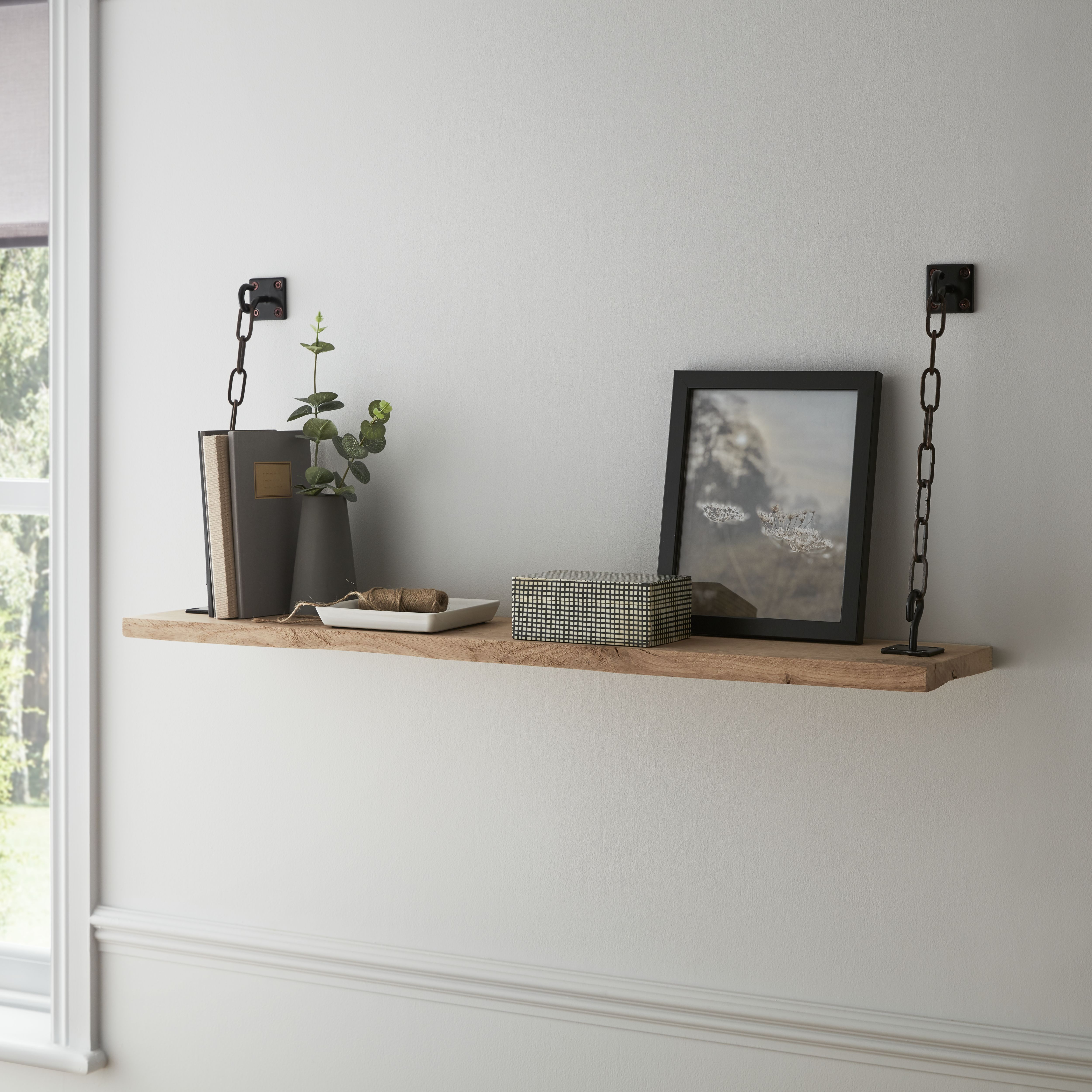 Square edge Oak Furniture board, (L)1.2m (W)200mm-300mm (T)25mm