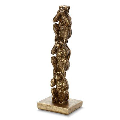Stacking monkeys Medium-density fibreboard (MDF) Ornament, Gold effect ...