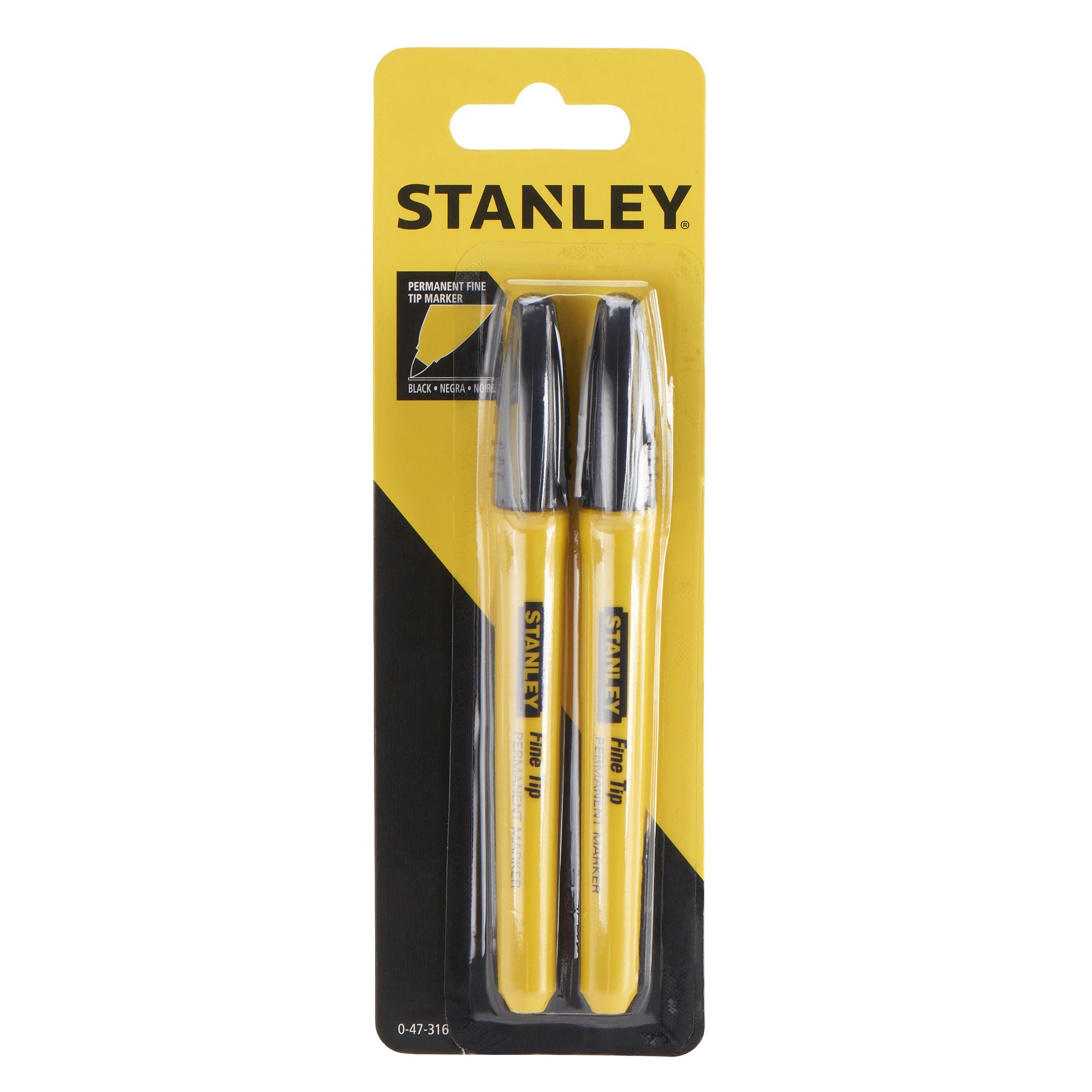 Stanley Black Fine tip Permanent Marker pen, Pack of 2 | DIY at B&Q