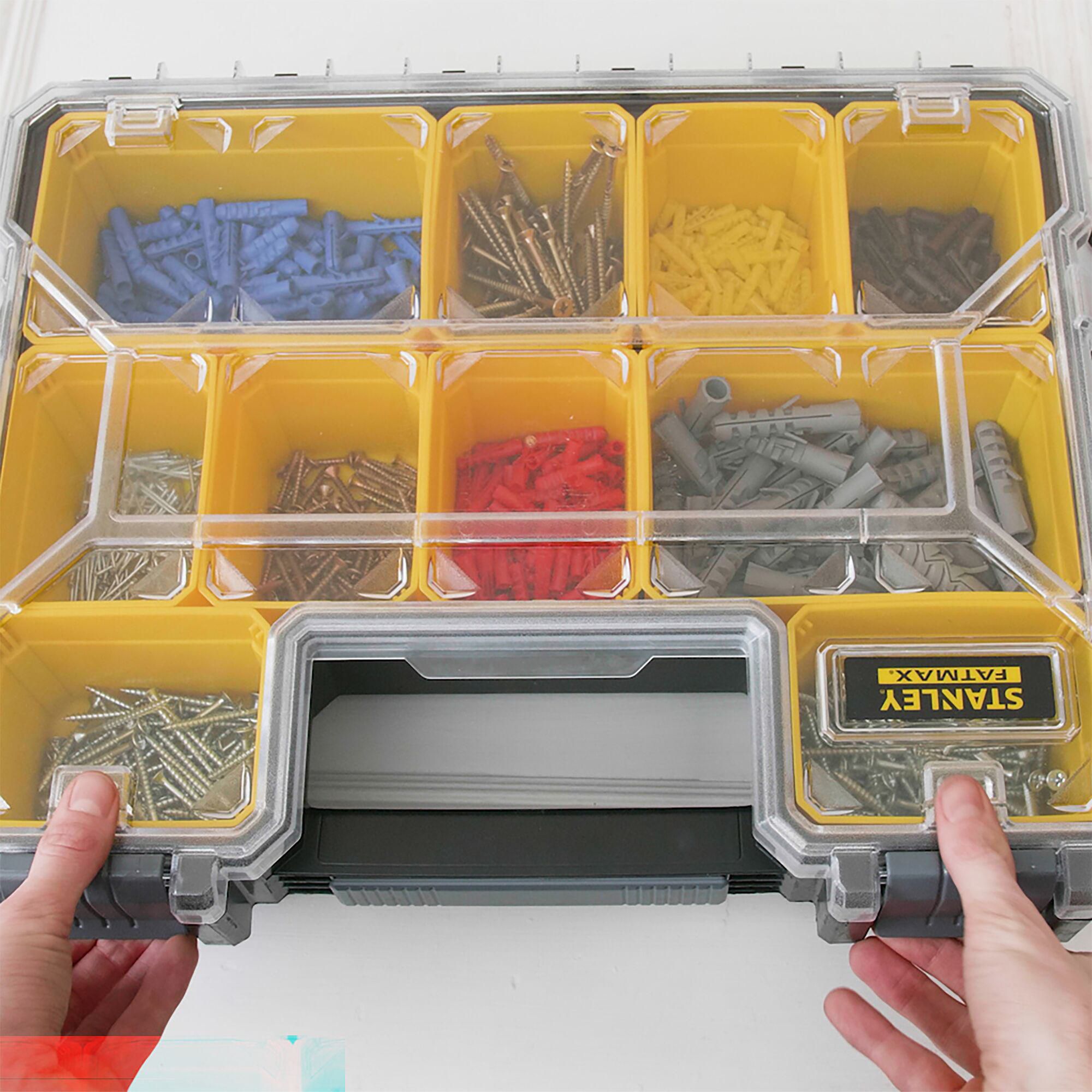 Stanley FatMax Deep Professional Black & yellow Organiser case with 10 ...