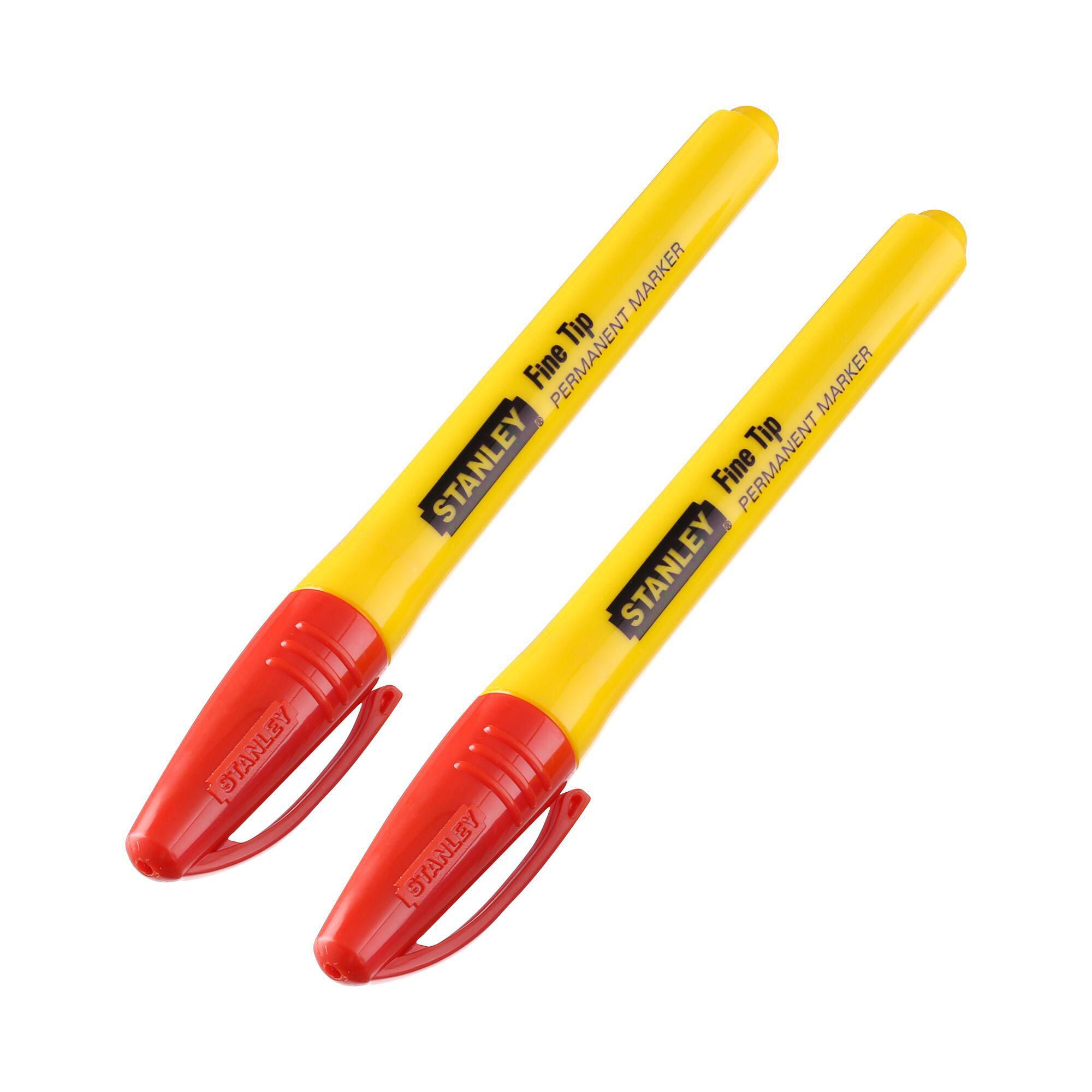 Stanley Red Fine tip Permanent Marker pen, Pack of 2