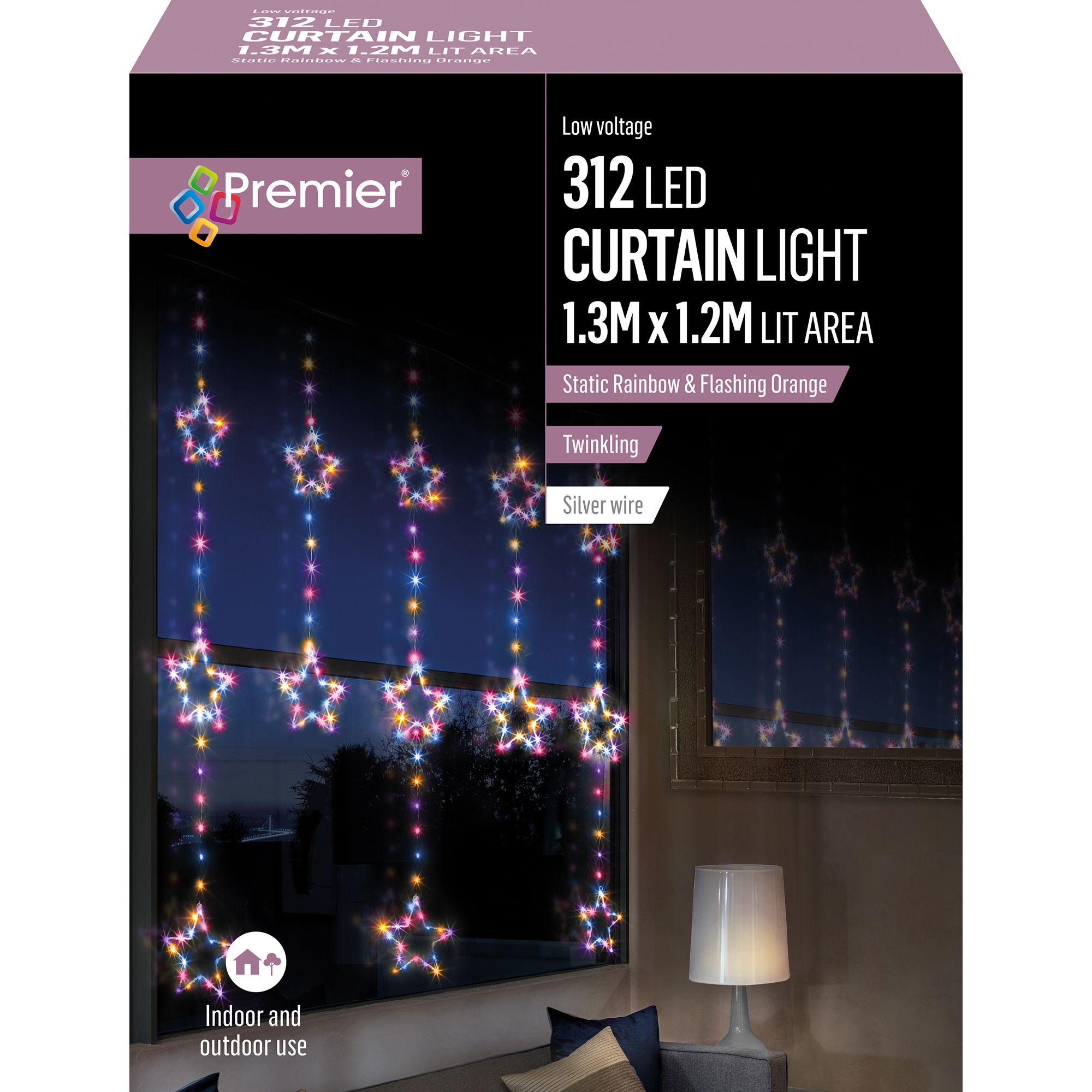 Star 312 Multicolour Curtain LED Without timer function Curtain light Clear & silver cable