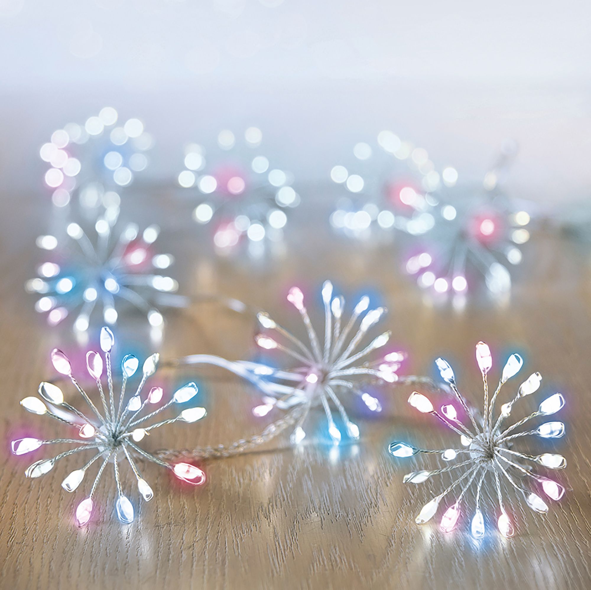 Starburst 600 Multicolour Cluster LED Timer function String lights Clear & silver cable