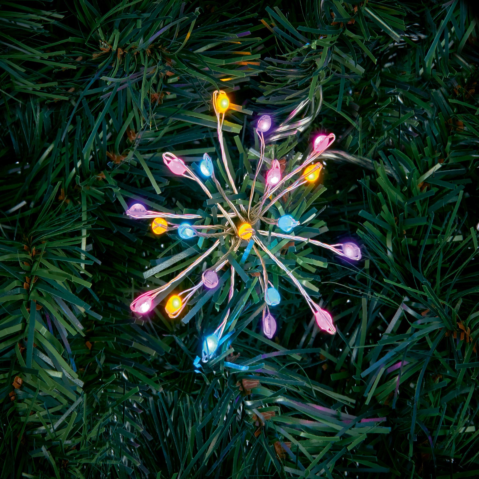 Starburst 600 Multicolour Cluster LED Timer function String lights Clear & silver cable