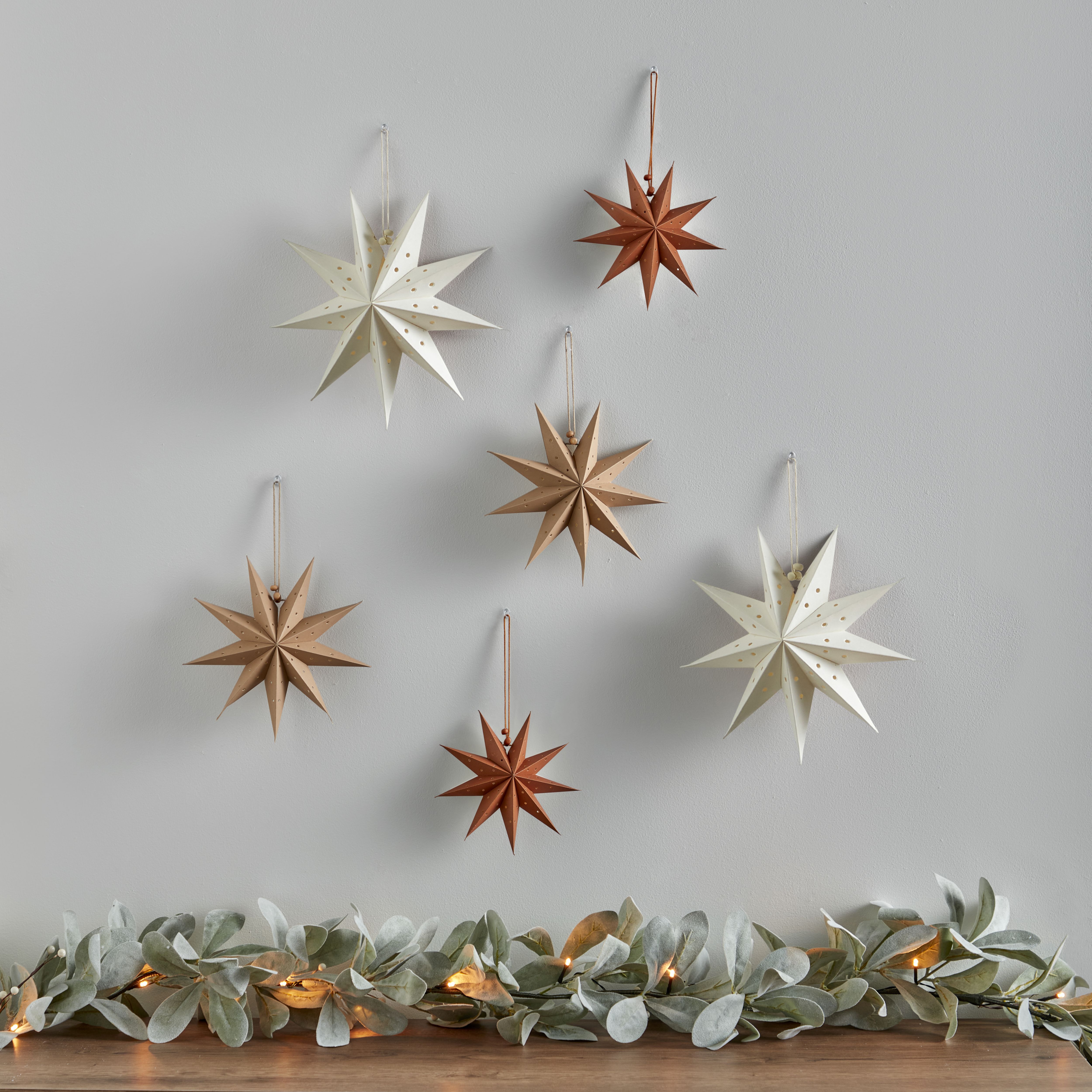 Stars Christmas decoration, Set of 6, (H) 30mm - Multicolour