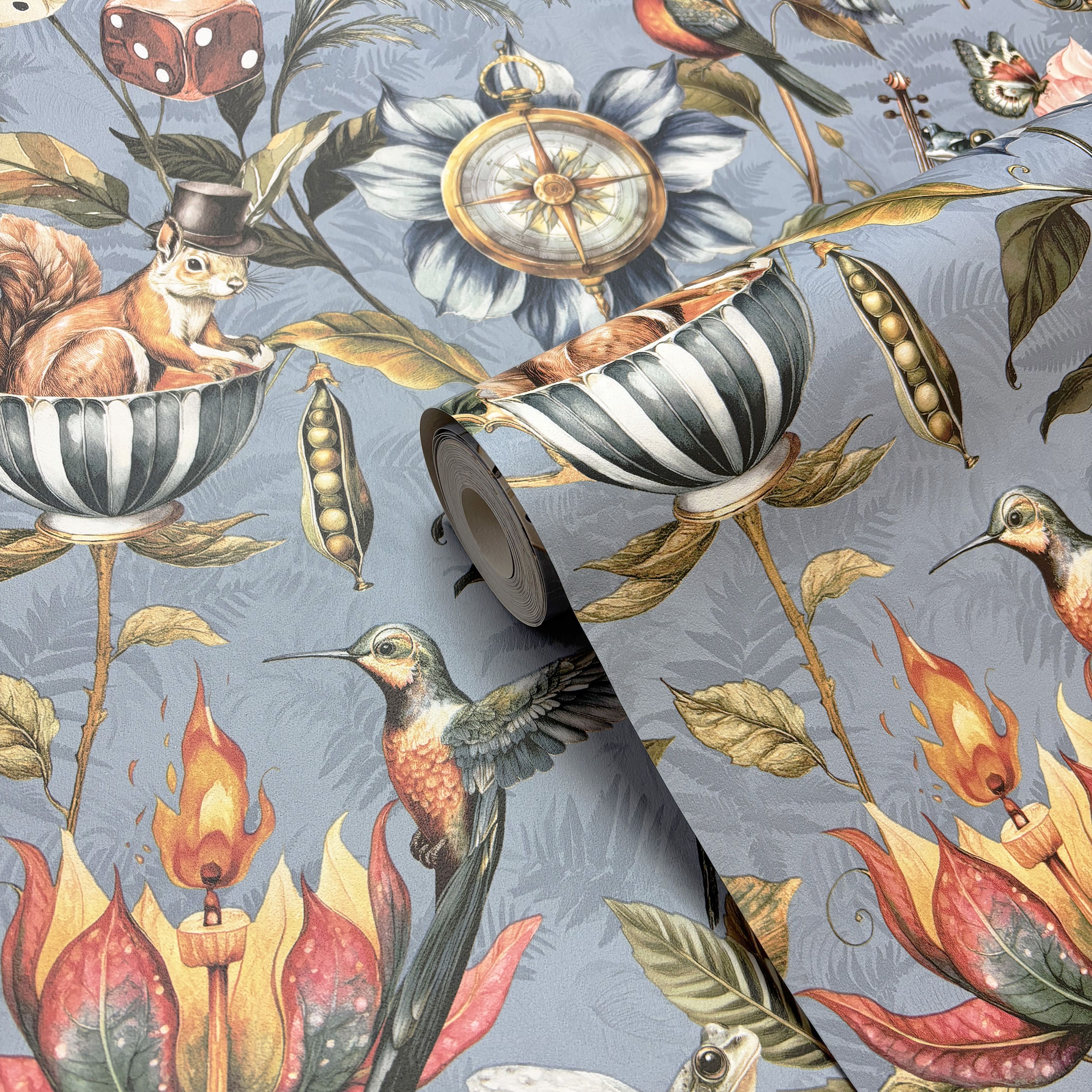 Statement Blue & Multicoloured Curiosity Smooth Wallpaper