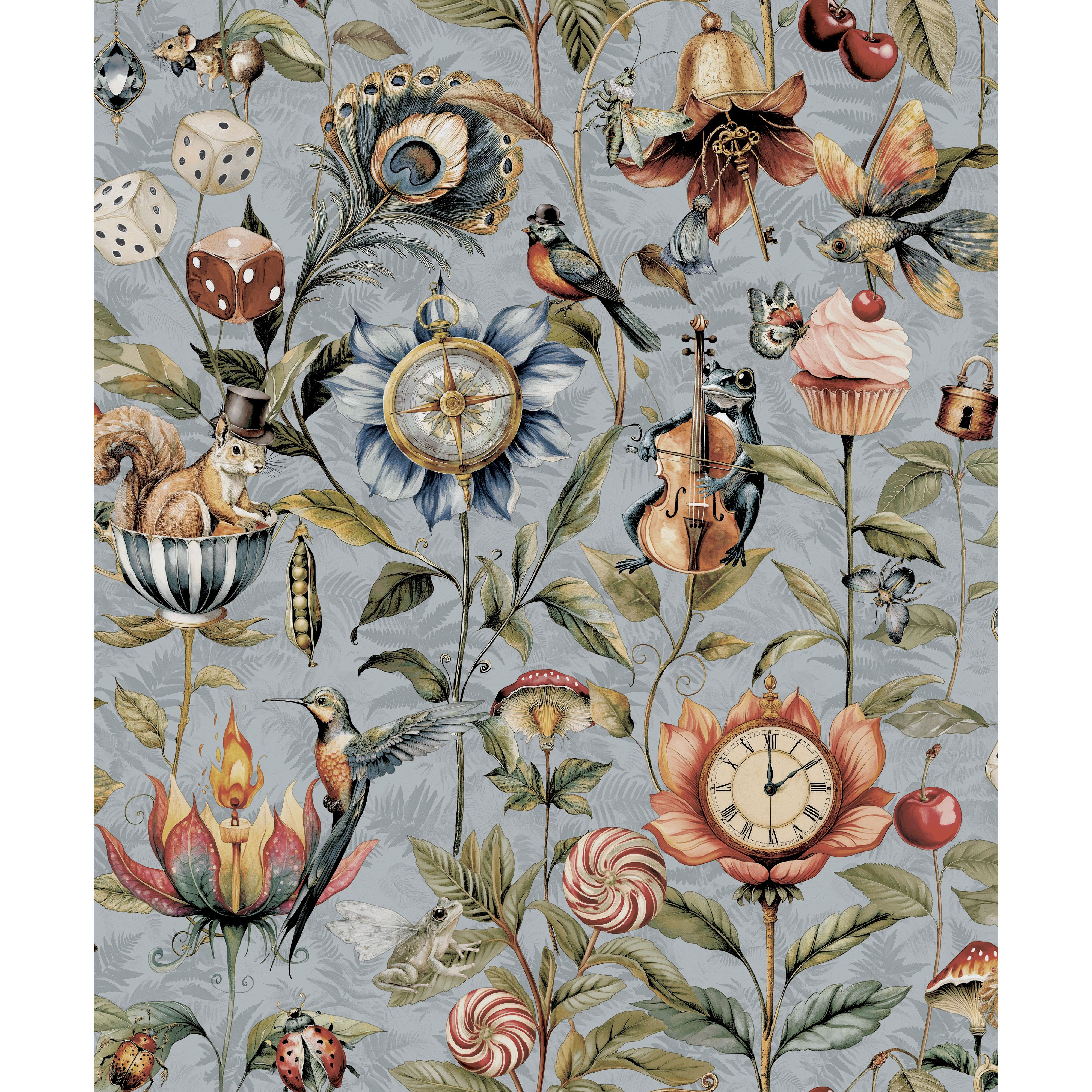 Statement Blue & Multicoloured Curiosity Smooth Wallpaper