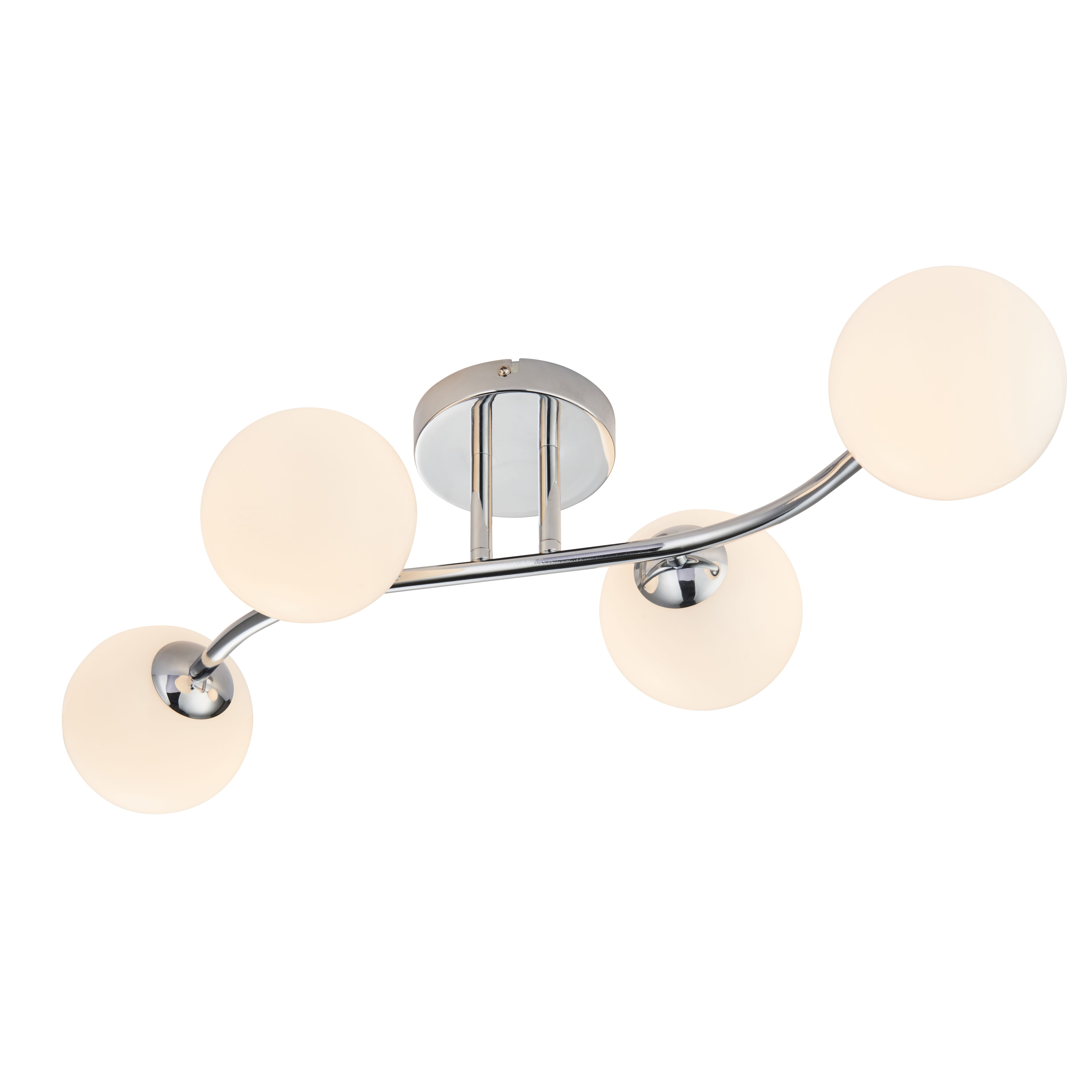Statera Glass & steel Chrome effect 4 Lamp Ceiling light