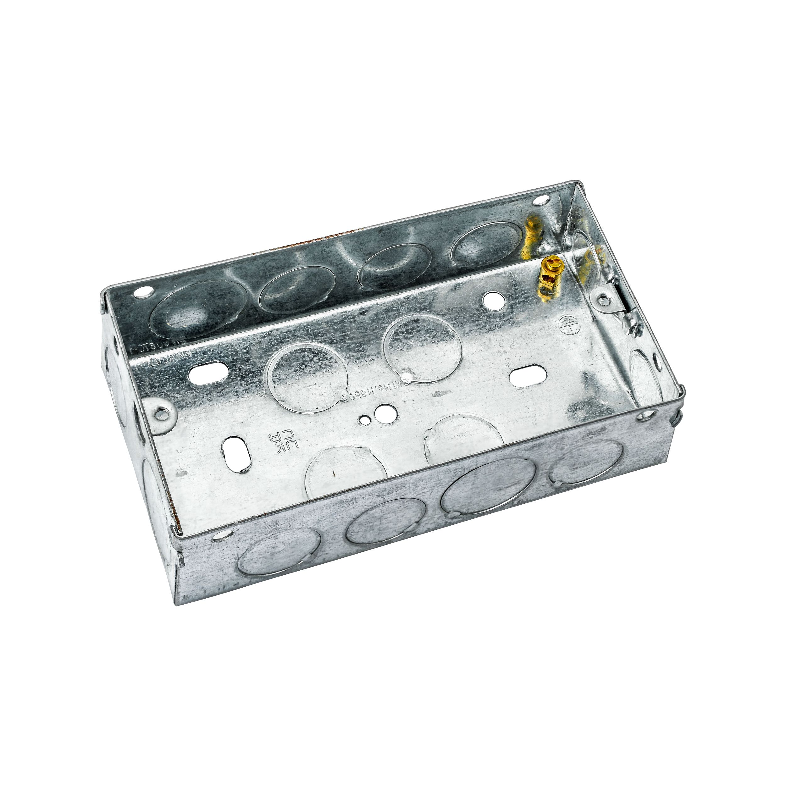 Steel 2-Gang 35mm Double Moulded box, Pack of 5