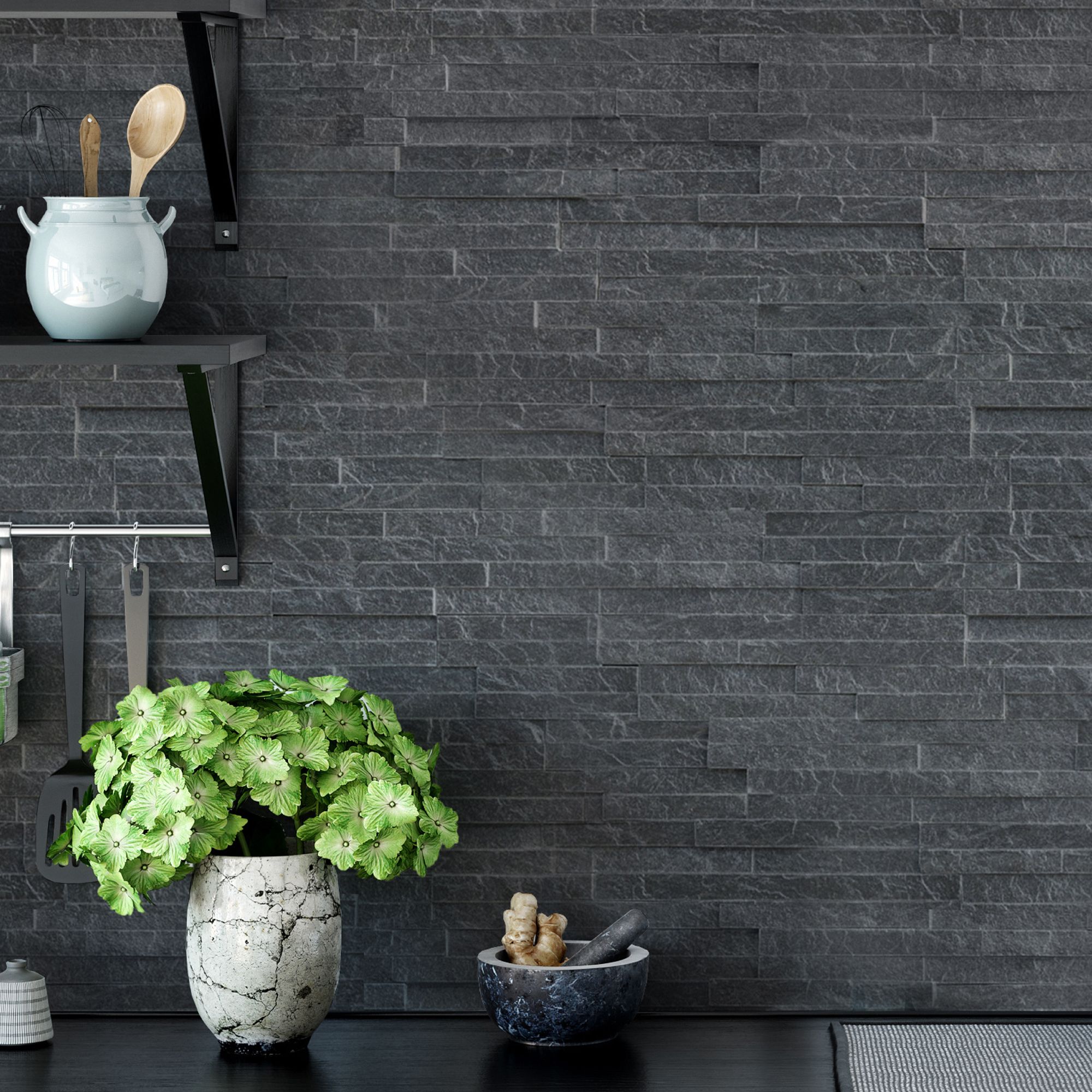 Stegu Splitface Grey Matt Textured Natural stone Indoor & outdoor Wall ...