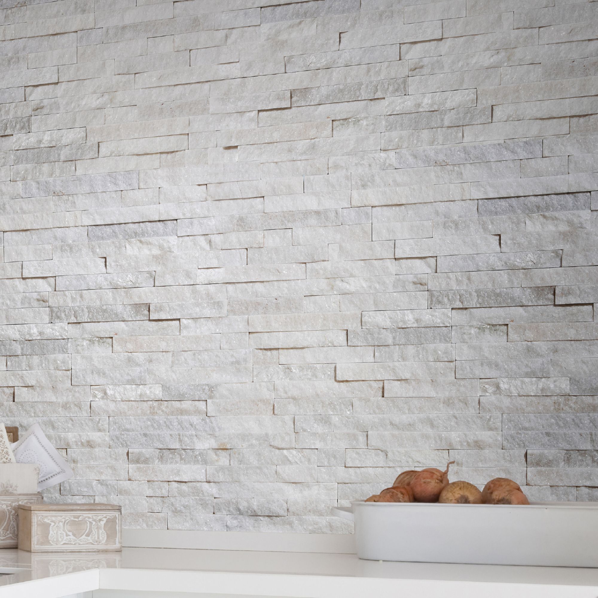 Stegu Splitface White Semi-gloss Patterned Textured Natural stone ...