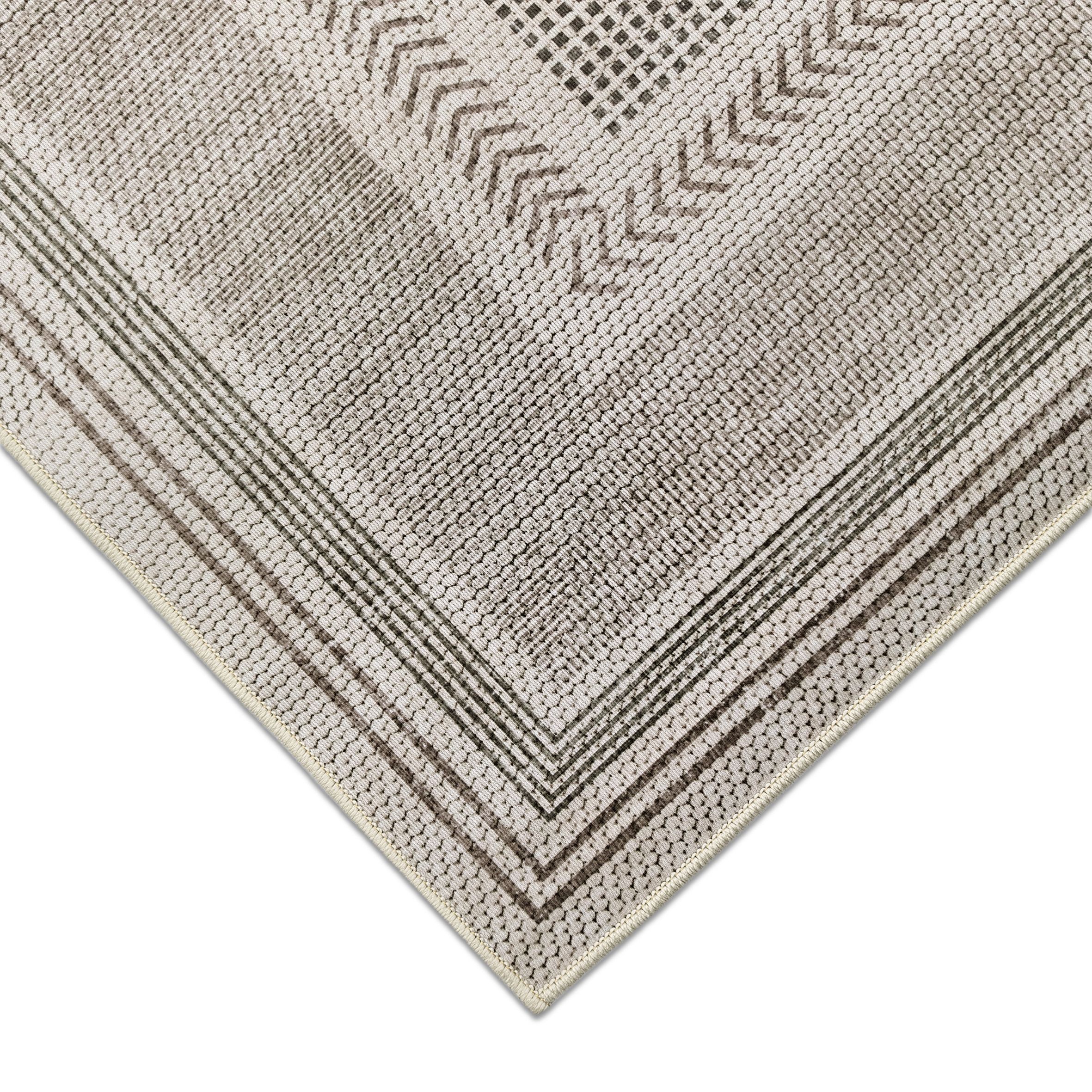STONE BORDER DESIGN MEDIUM RUNNER, (L)180CM X (W)60CM