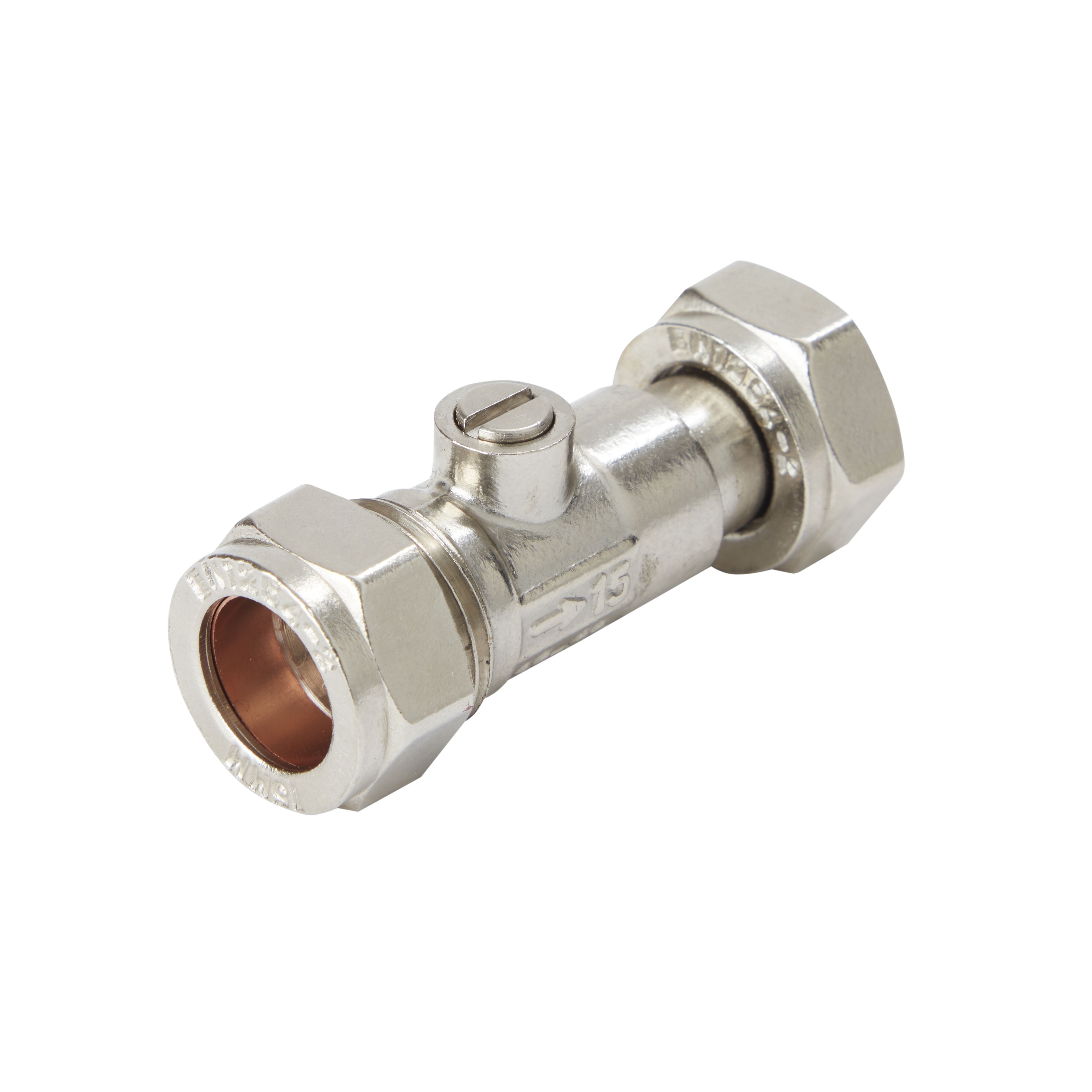 Buy Straight Compression Service Valve, 15mm x ½" at B&Q