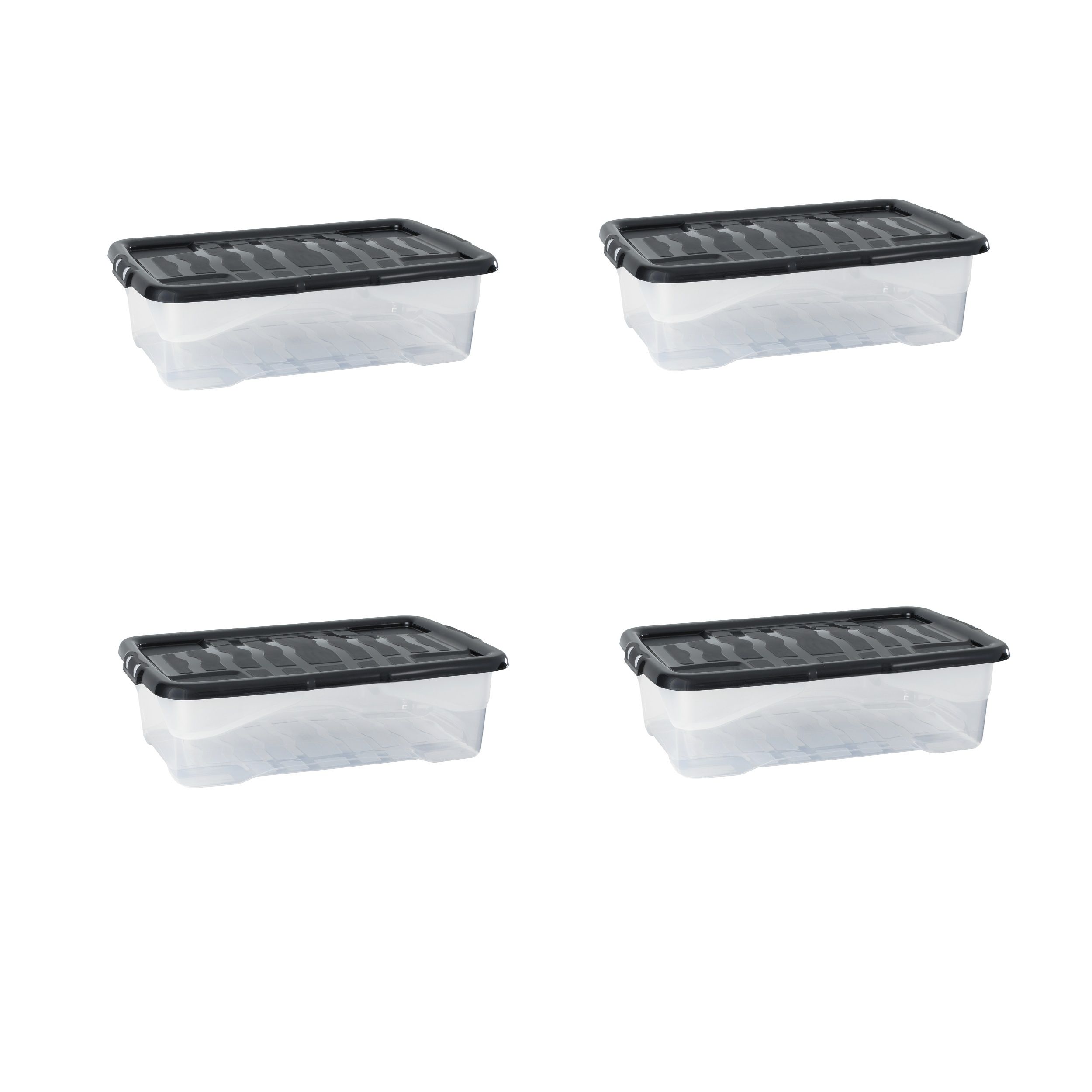 Strata Clear 30L Small Plastic Stackable Underbed Storage box & Lid ...