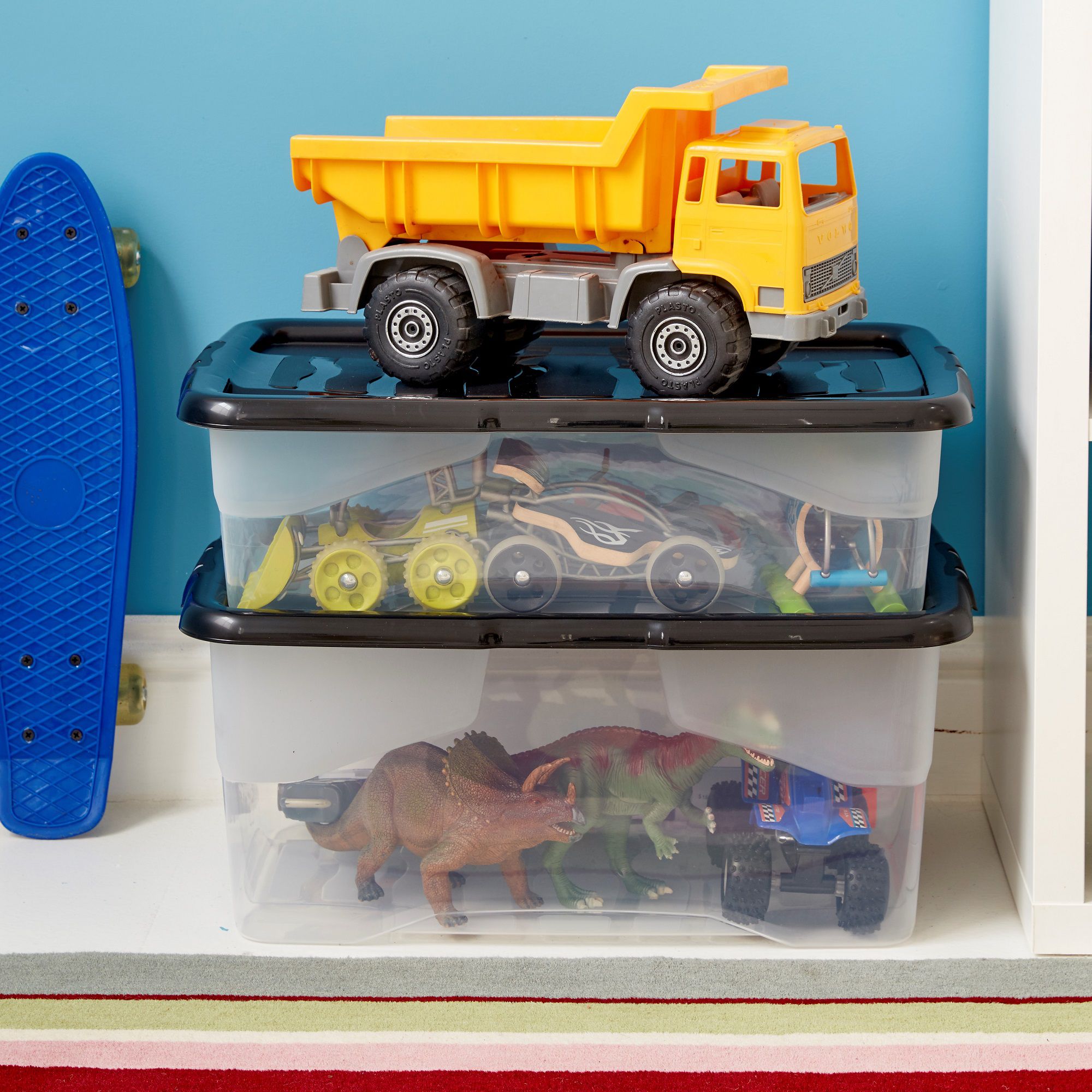 Strata Curve Clear 42L Large Plastic Stackable Storage box with Lid