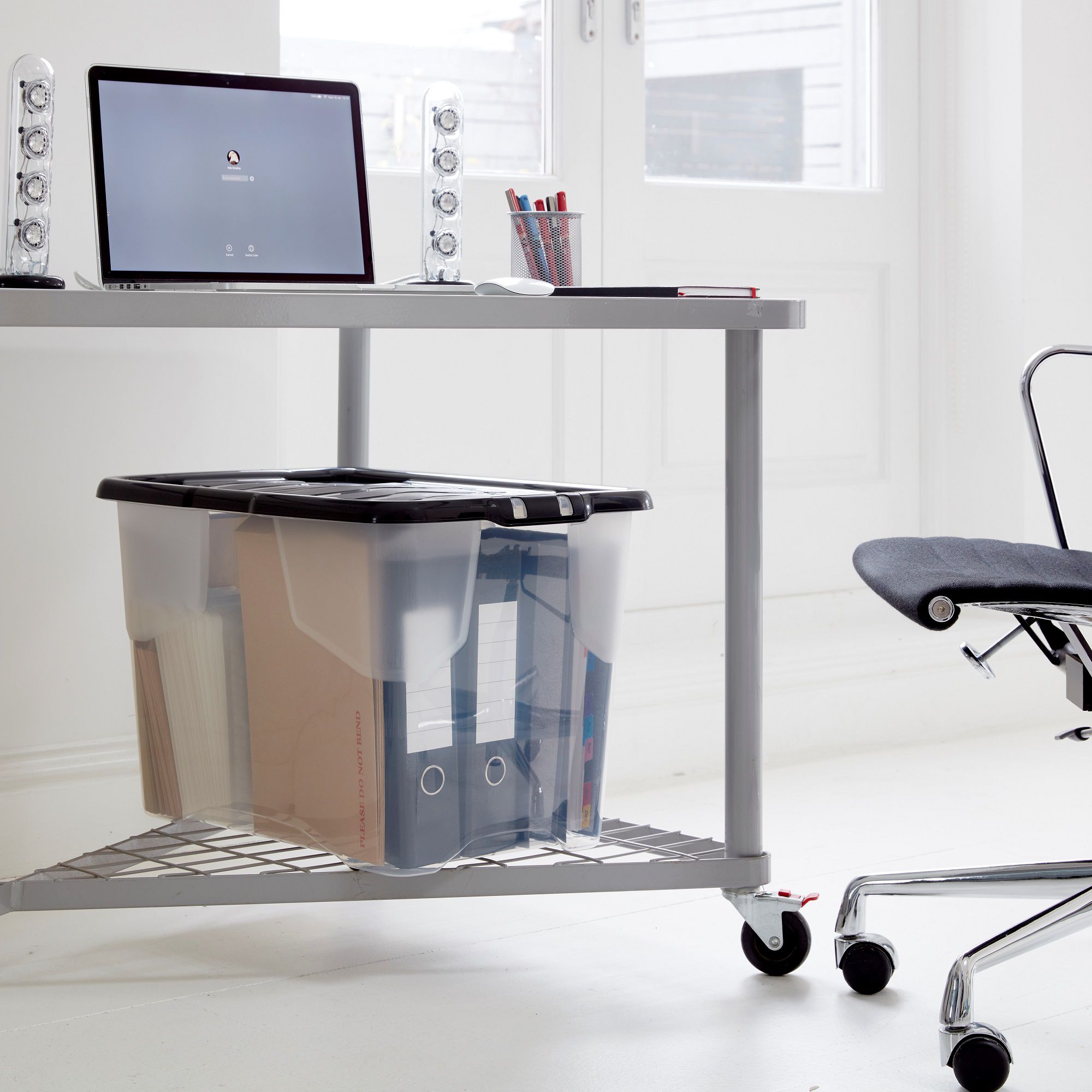 Strata Curve Clear 65L Plastic Stackable Storage box & Lid