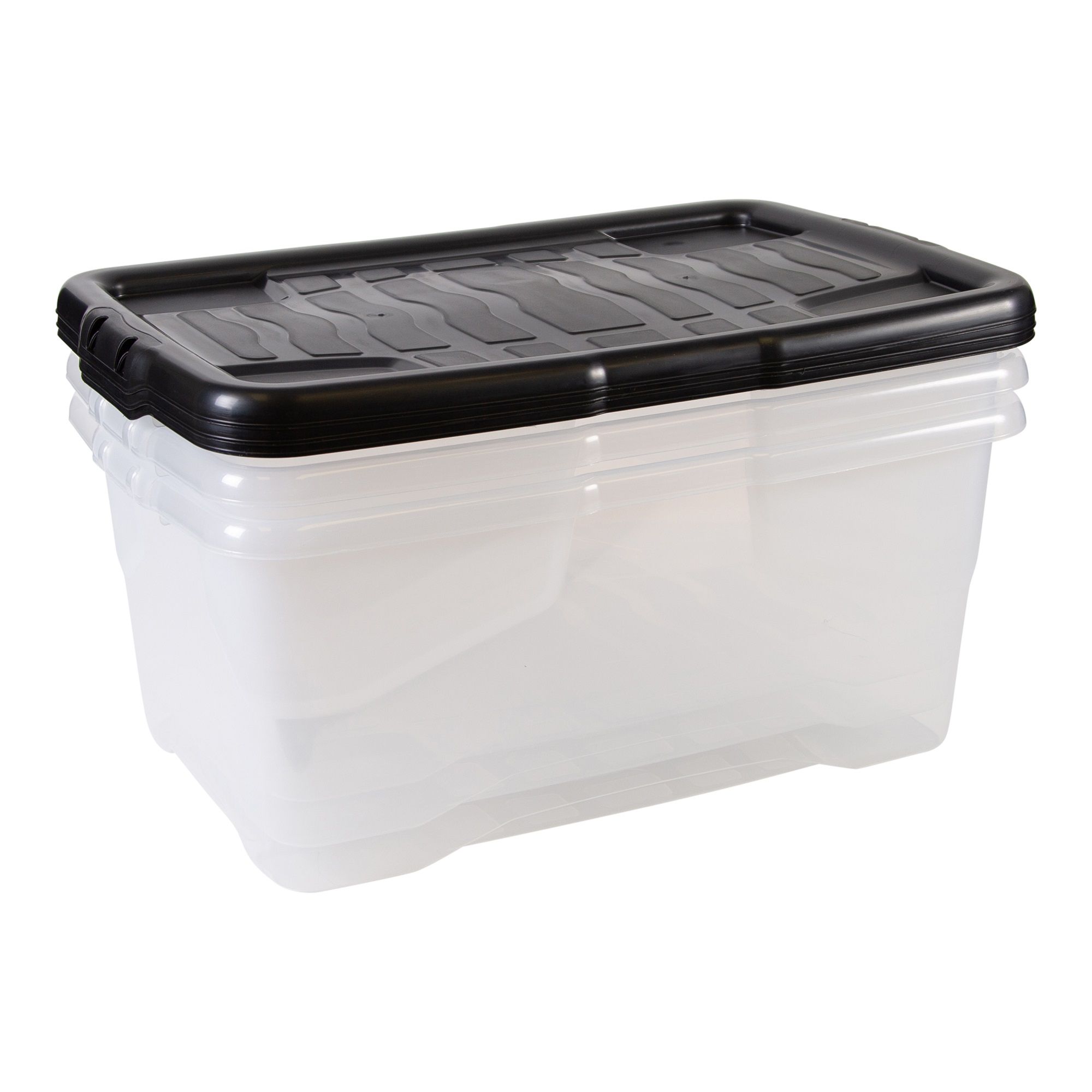 Strata Curve Clear & Black 42L Medium Stackable Storage box with Lid ...