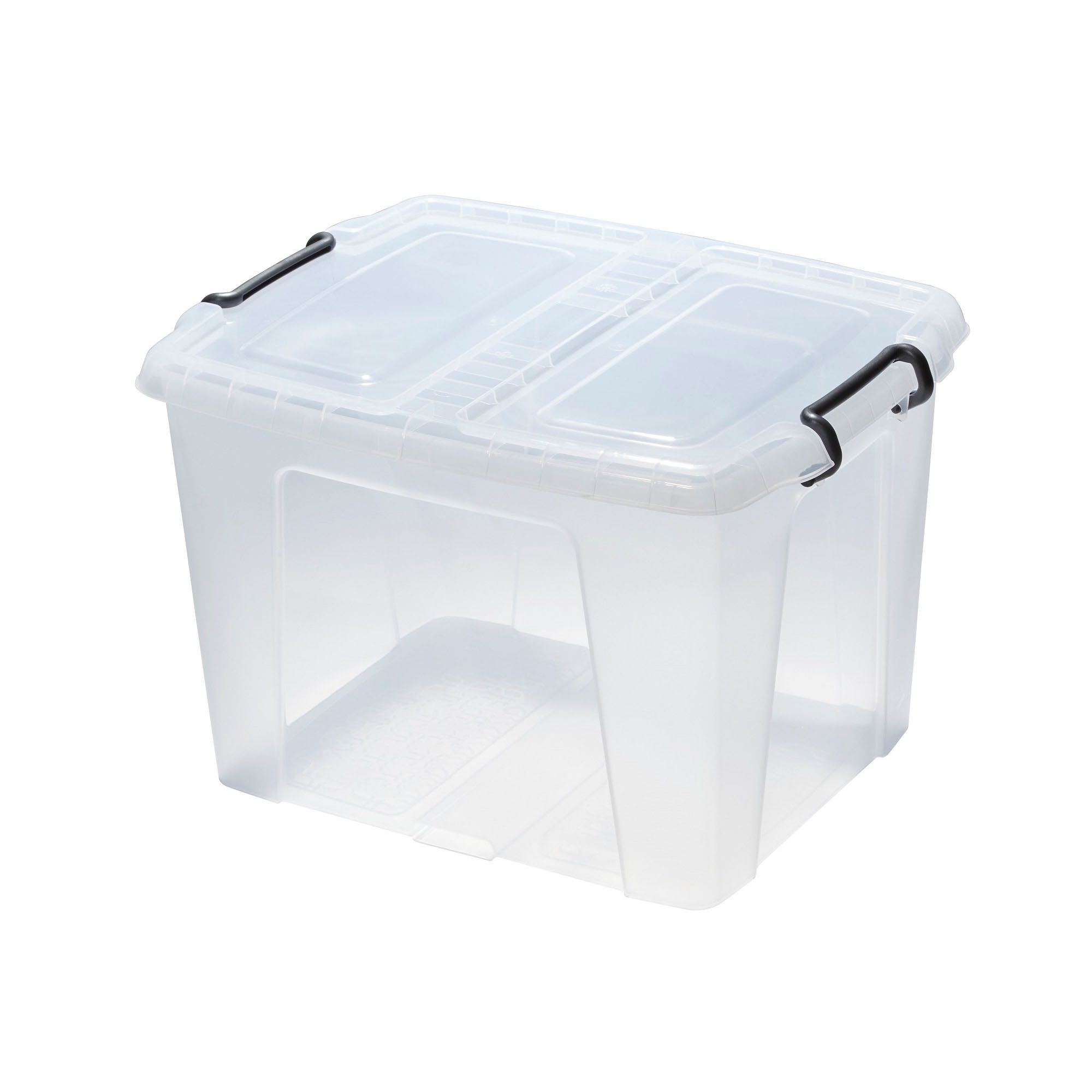 Strata Smart Clear 40L Large Plastic Stackable Wheeled Storage box with ...