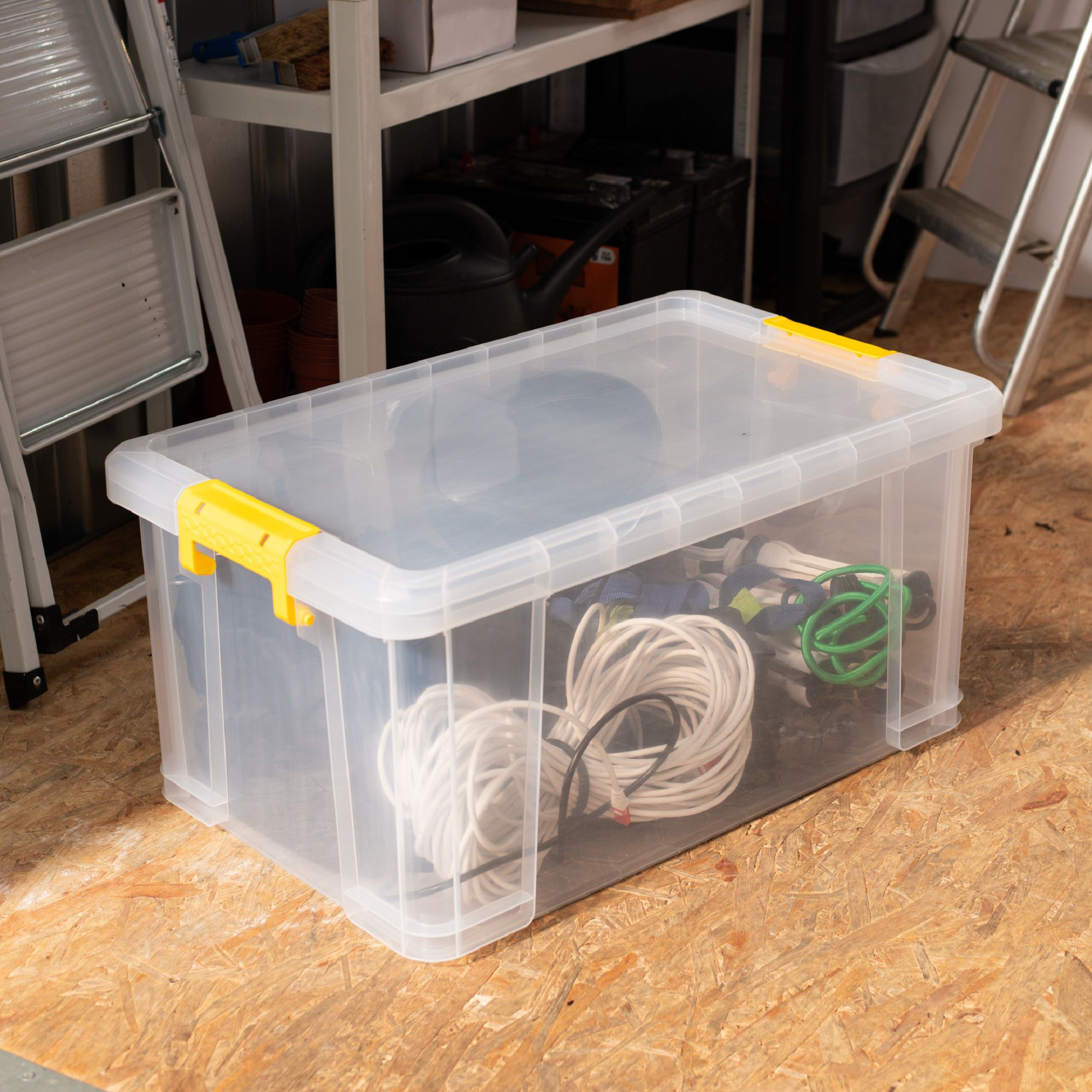 Strata Stackmaster 70L Large Plastic Stackable Storage box with Lid